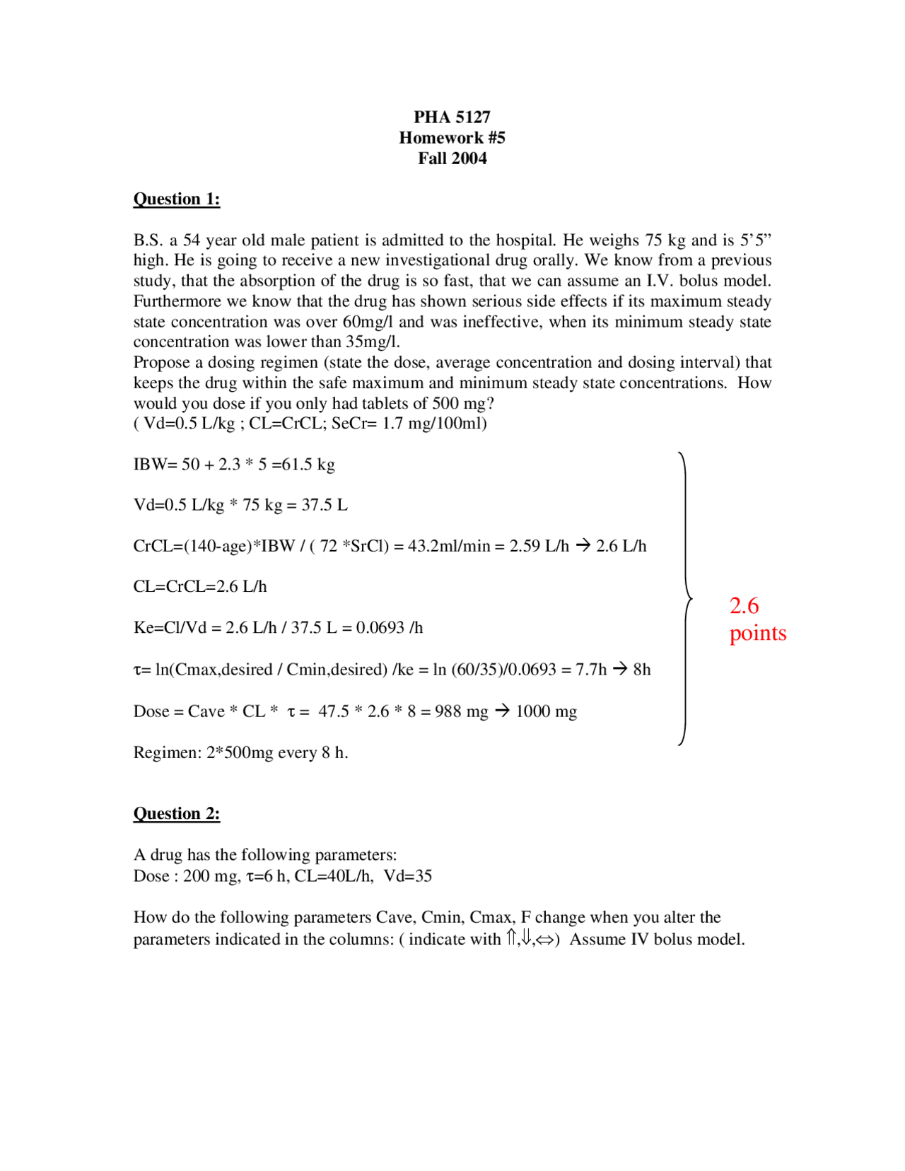 Homework 5 With Solution Key Dose Optimization I Pha 5127 Docsity