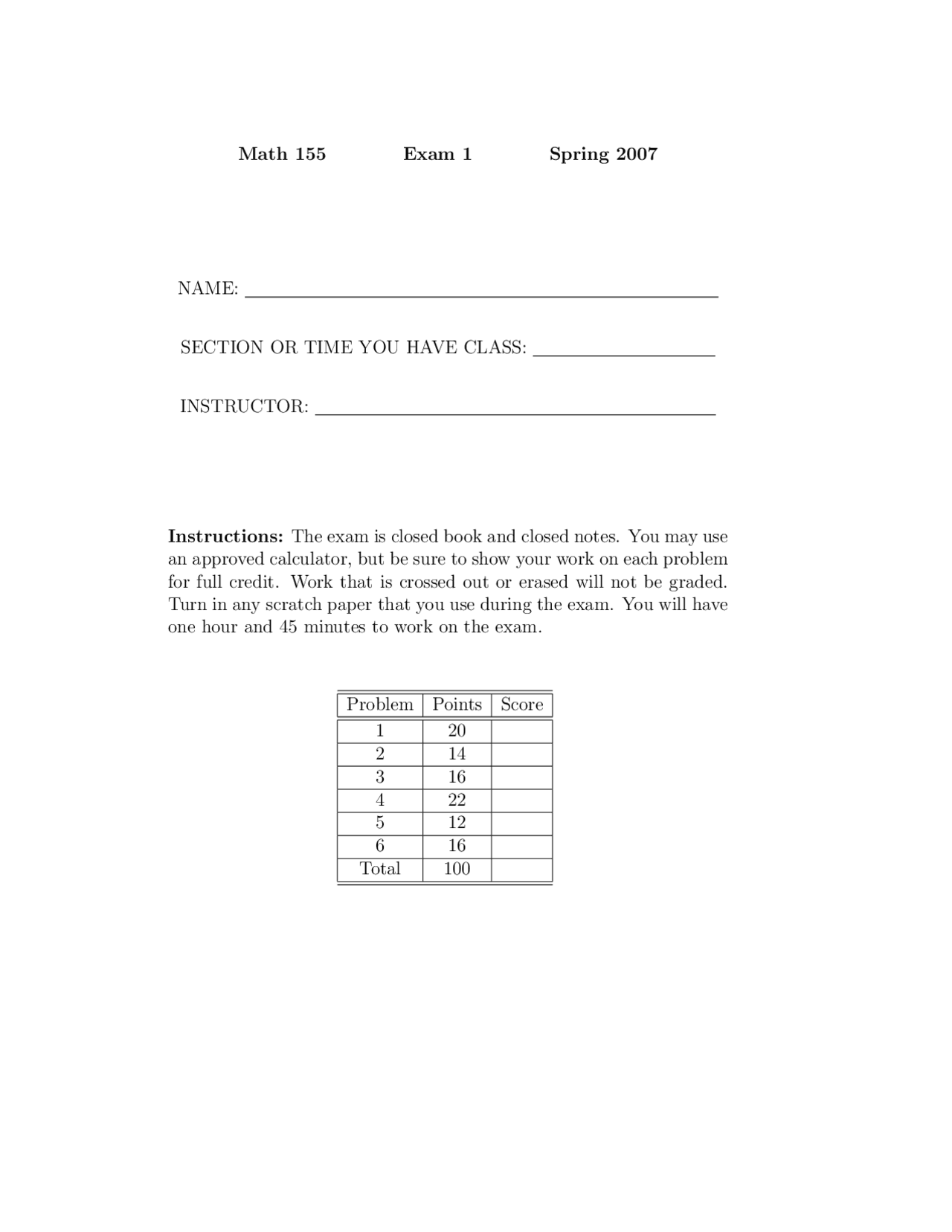 Exam 1 Unsolved Questions Calculus For Biological Scientists I Math
