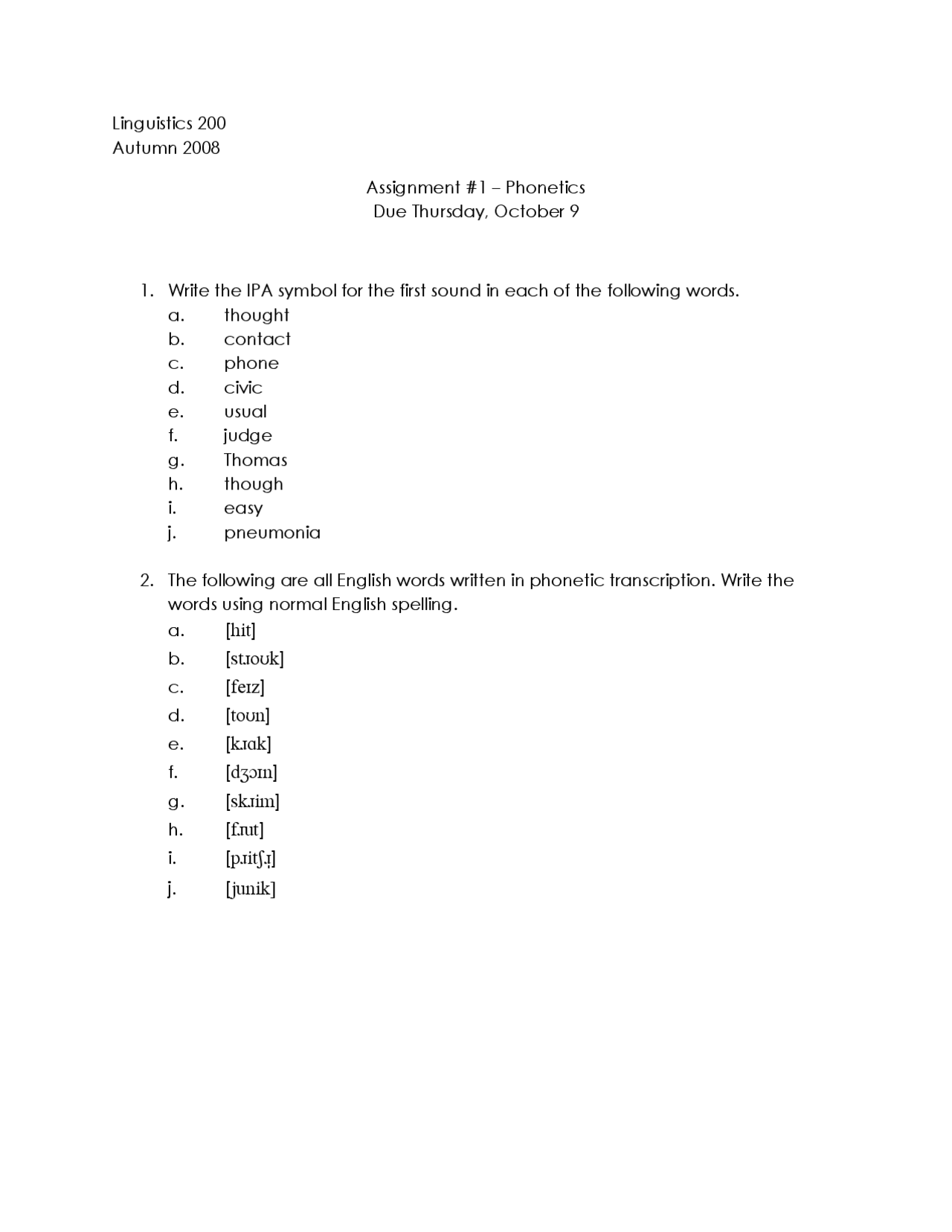 Assignment 1 Phonetics Introduction To Linguistics Thought Ling