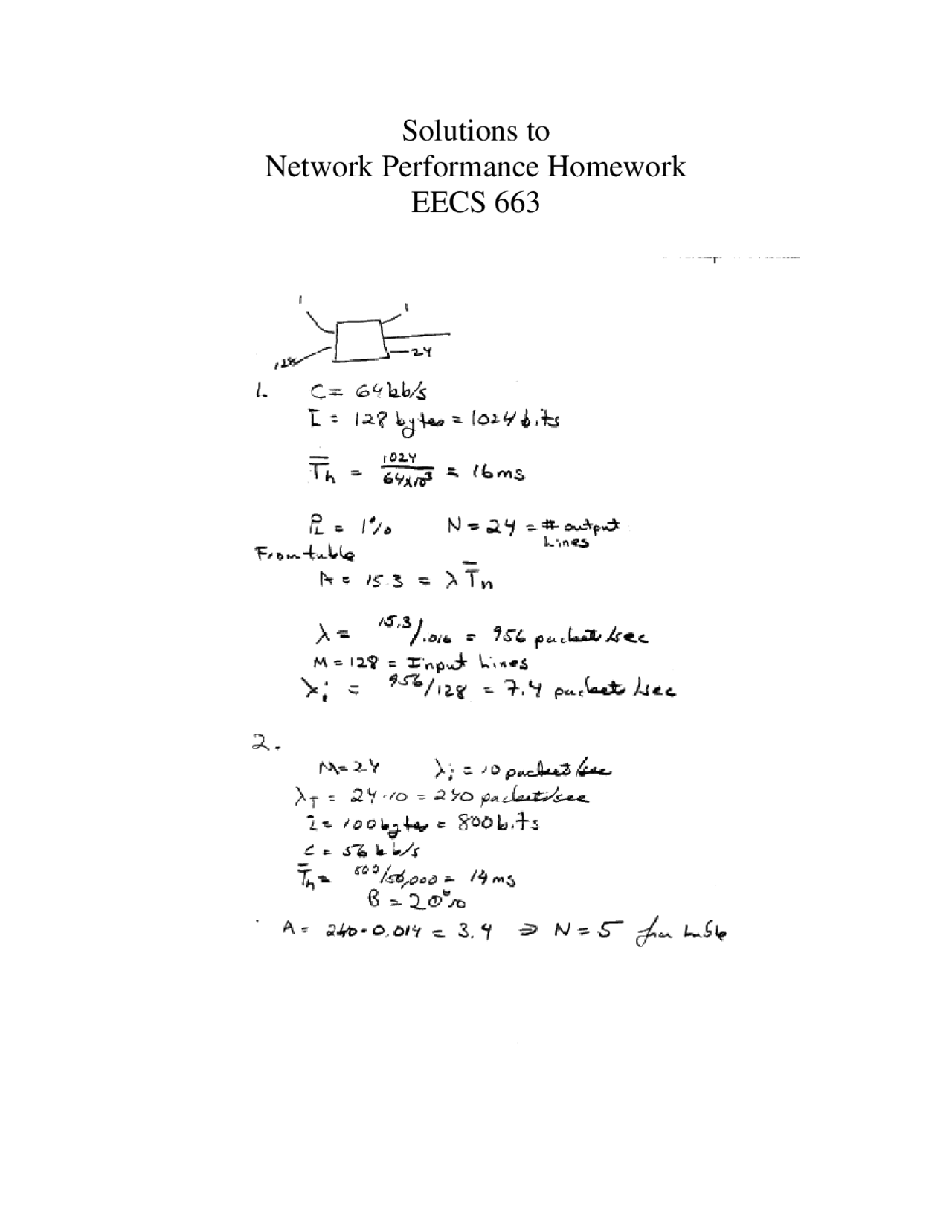 6 Solved Problems On The Network Performance Homework Eecs 563