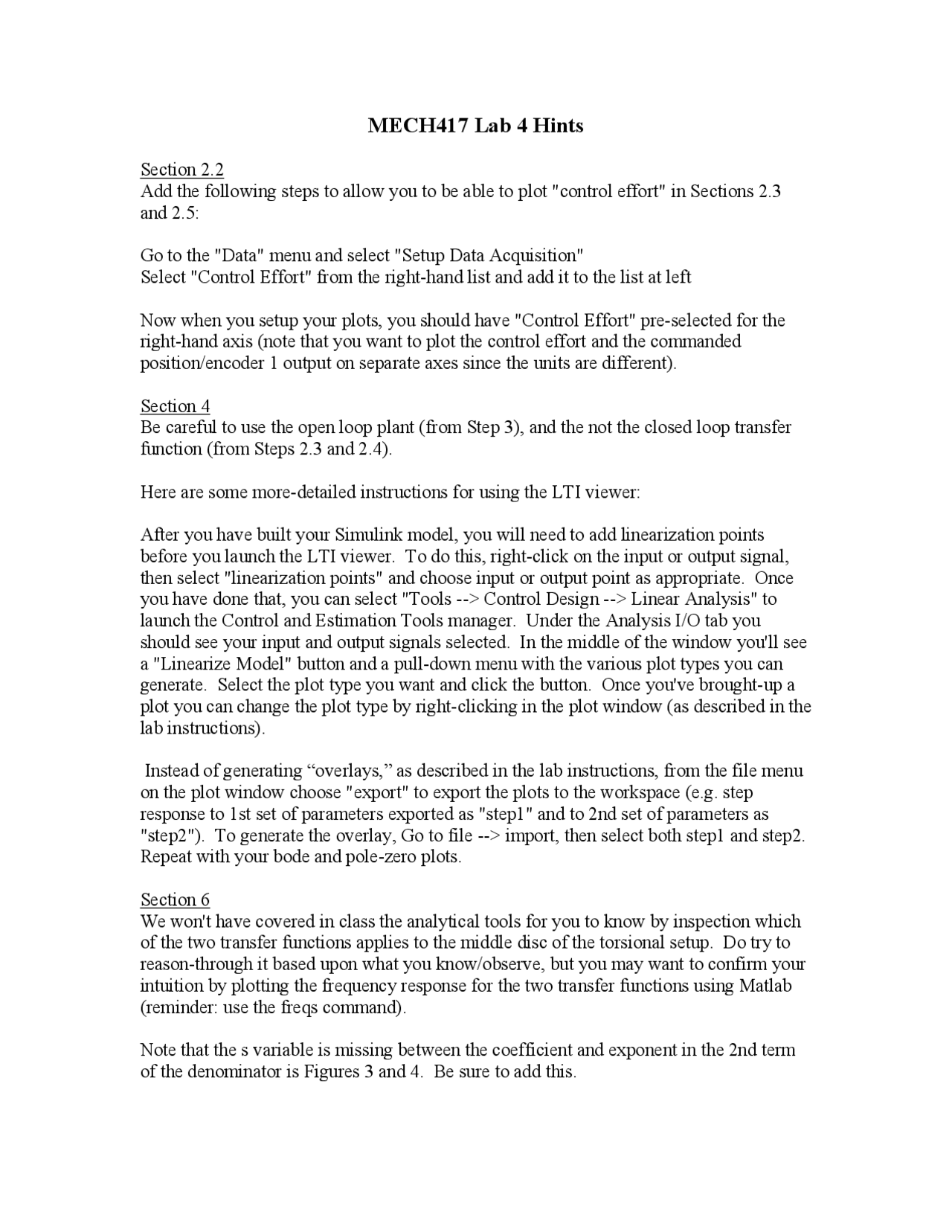 Data Menu and Select, Setup Data Acquisition - Lab 4 | MECH 417 | Lab Reports Control Systems ...