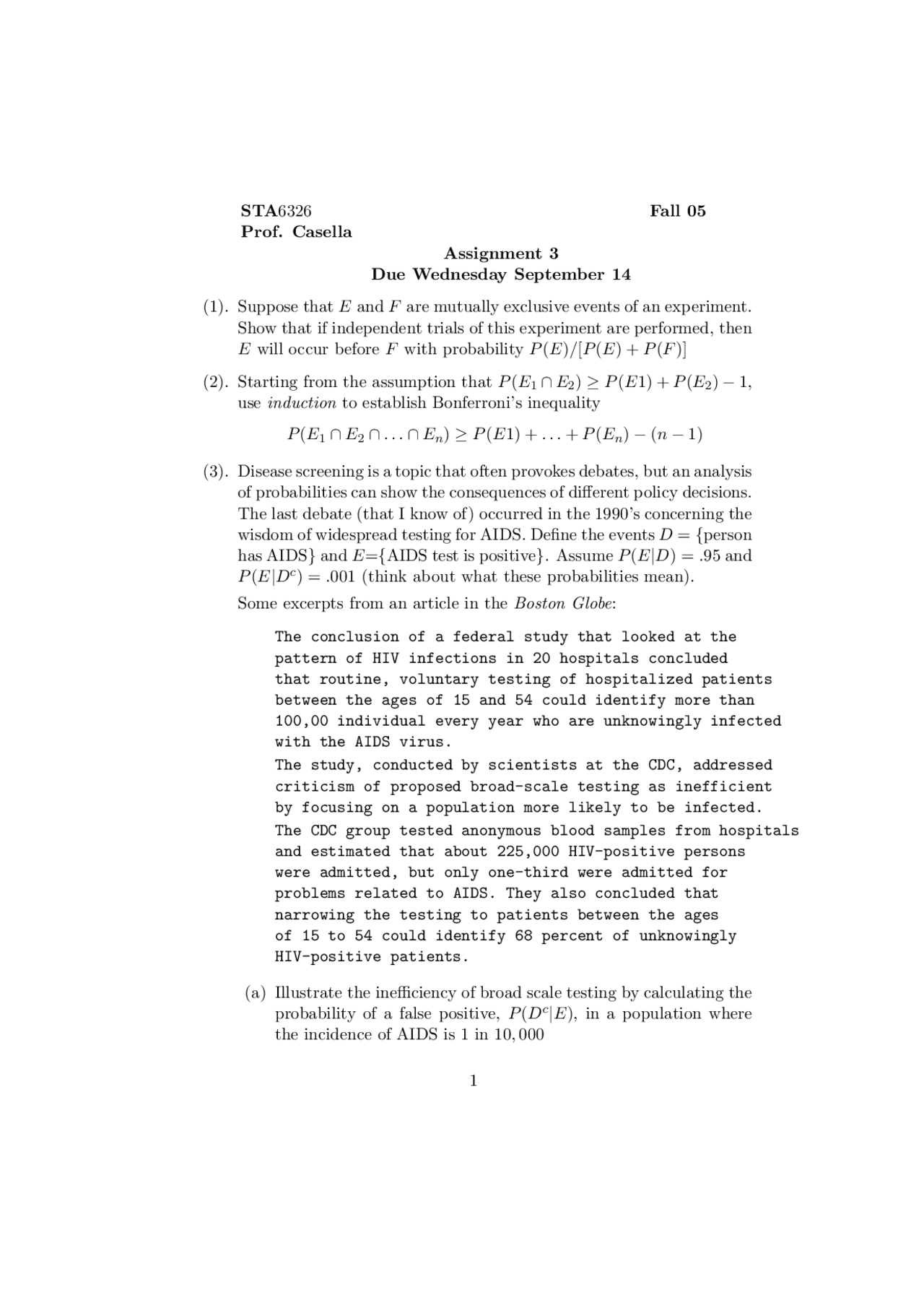 Introduction To Theoretical Physics I Assignment 3 Fall 2005 Sta