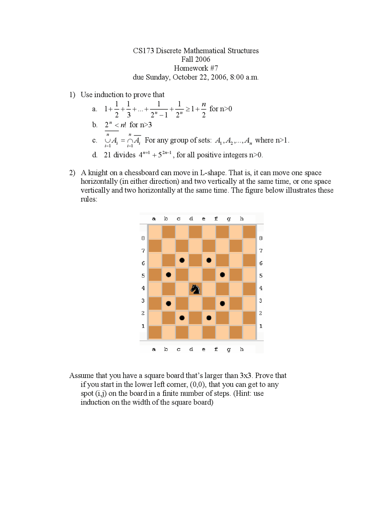 Homework 7 Questions Discrete Structures Cs 173 Docsity