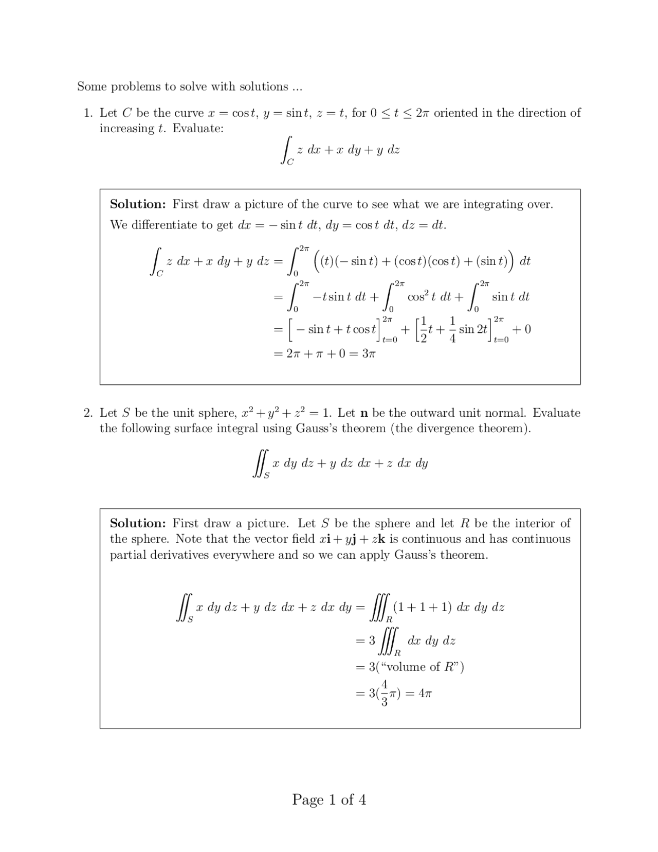 5 Problems With Solutions For Assignment 1 Advanced Calculus Math
