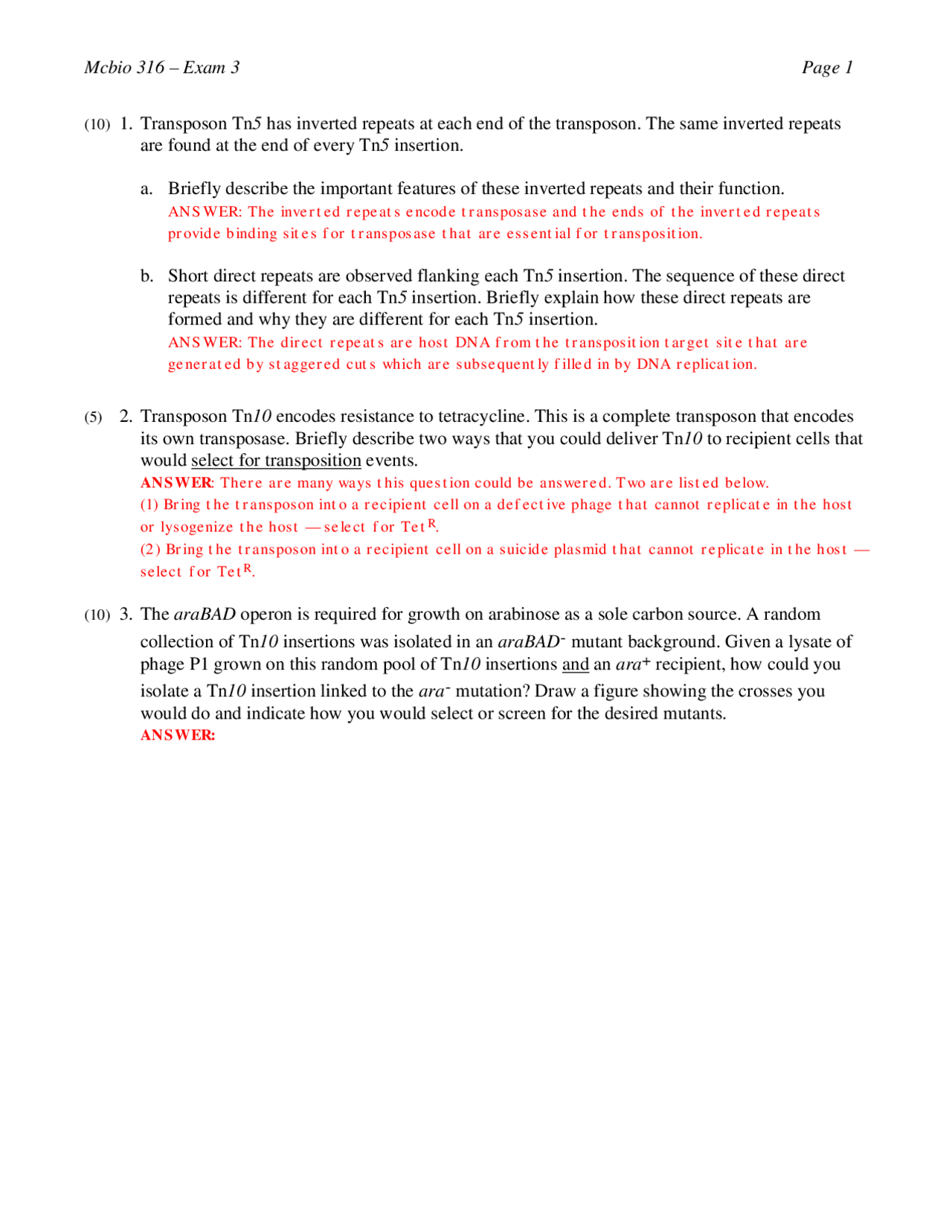 Mutations Exam Microbial Genetics Mcb 421 Docsity