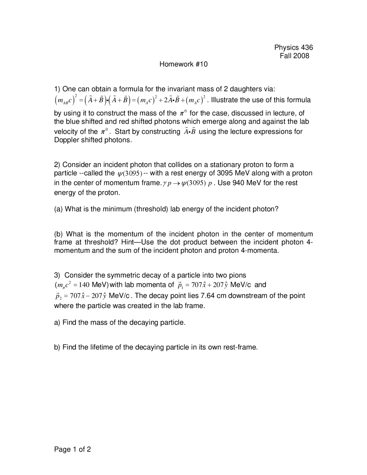 Homework 10 With 4 Questions Electromagnetic Fields Ii Fall 2008