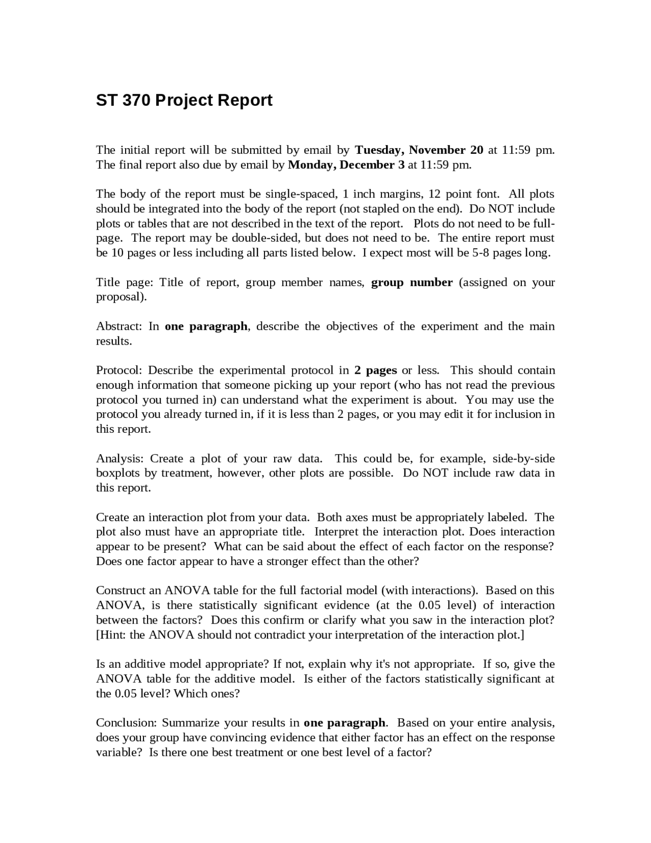 Project Report - Probability and Statistics for Engineers | ST 370 ...