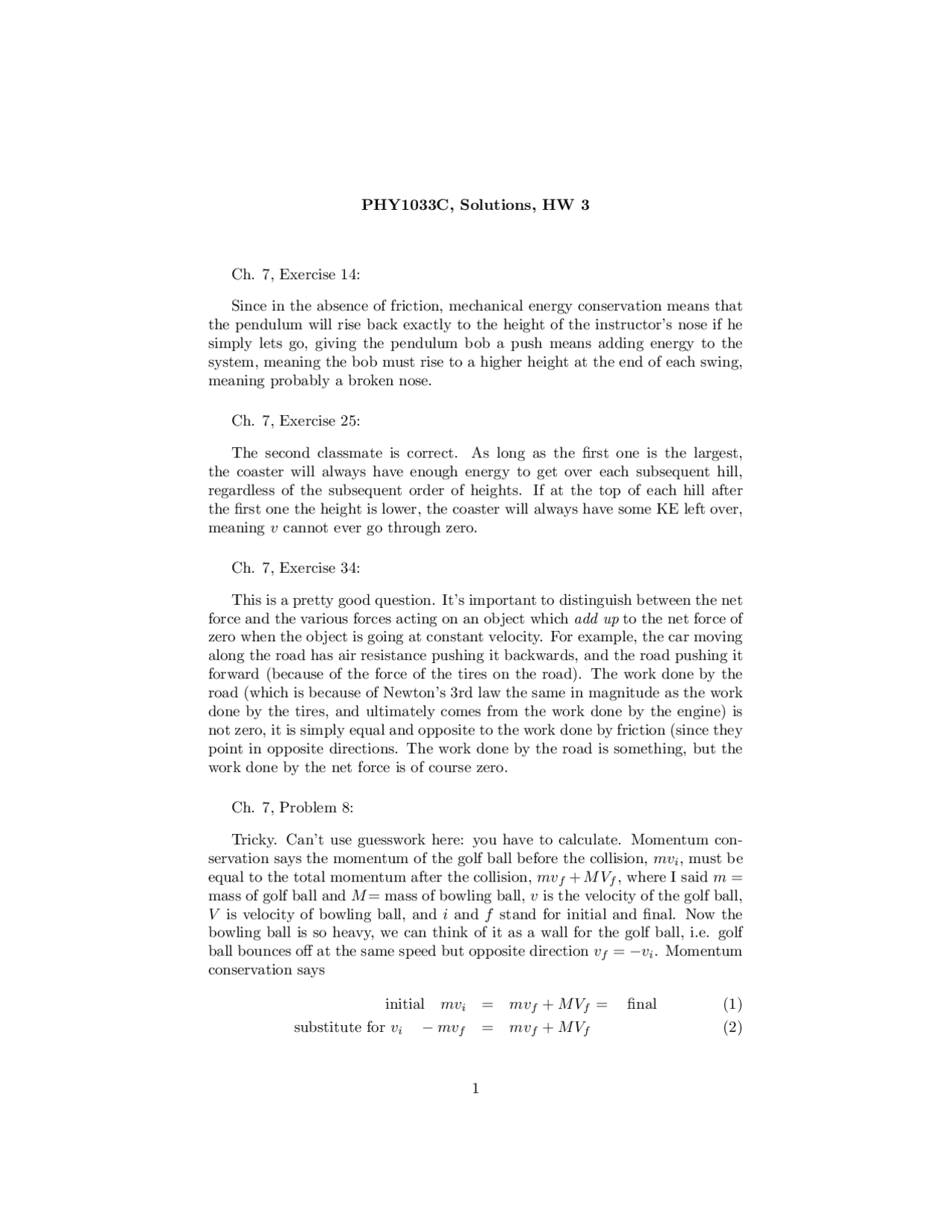 Homework 3 With Solutions For Discovering Physics Phy 1033 Docsity