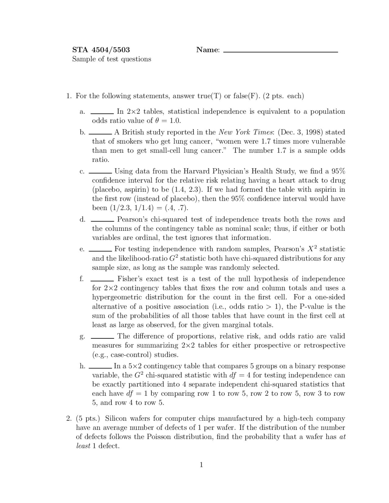 6 Samples Of Test Questions In Categories Data Analysis Sta 4504