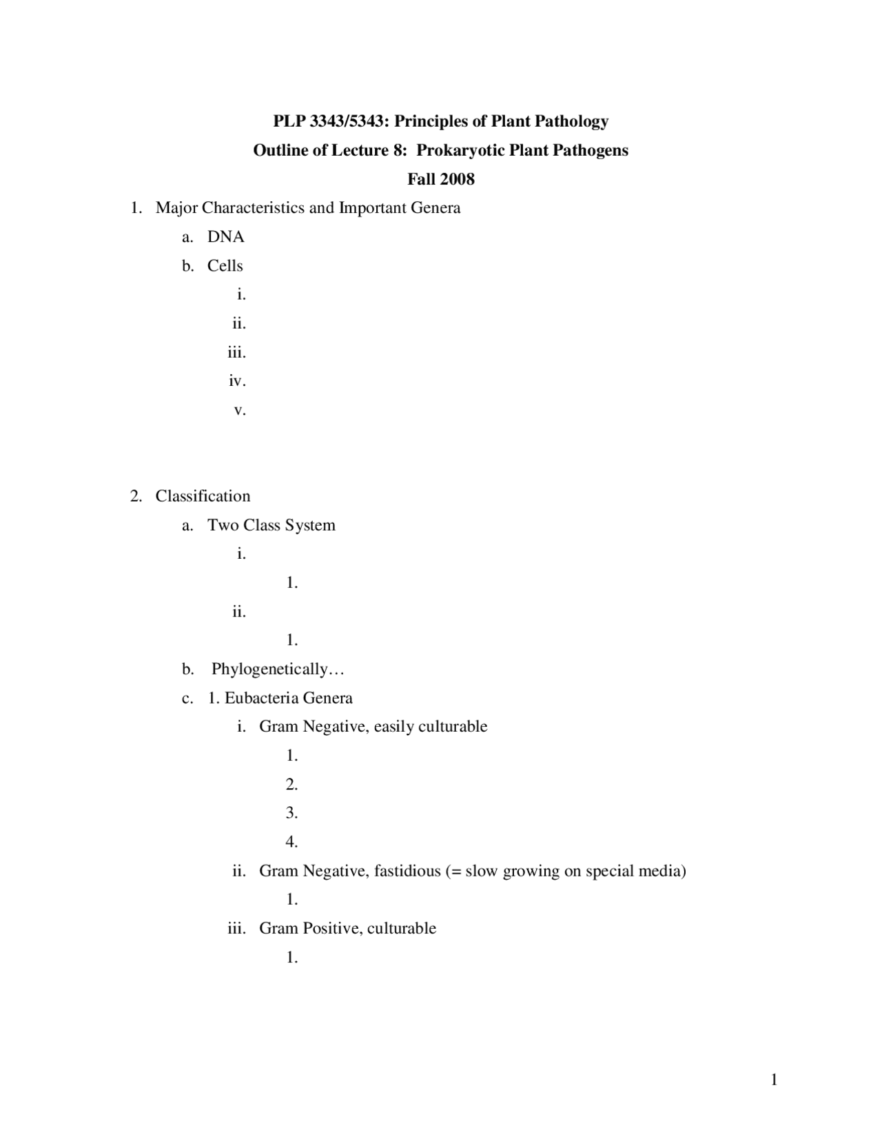 Prokaryotic Plant Pathogens Lecture Notes Plp 3343 Docsity