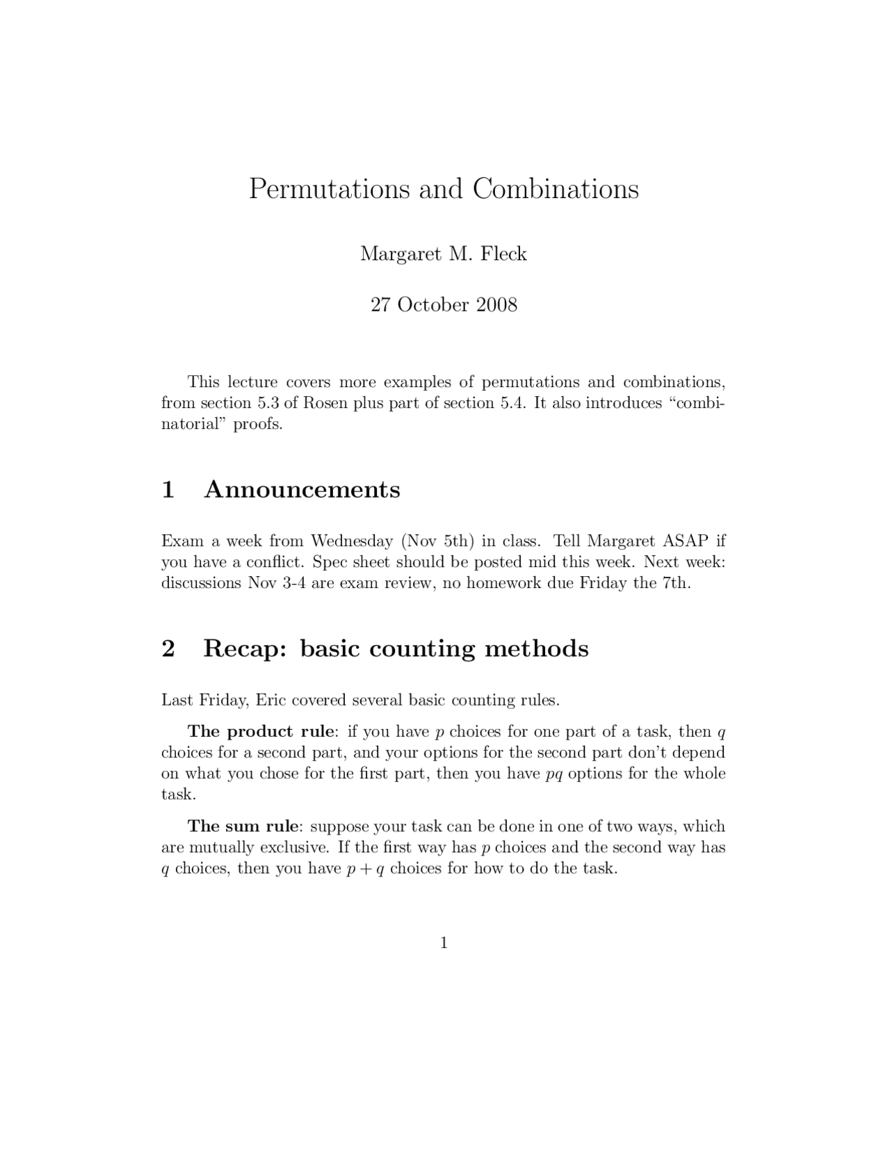 Permutation And Combination Discrete Structures Cs 173 Docsity 9051