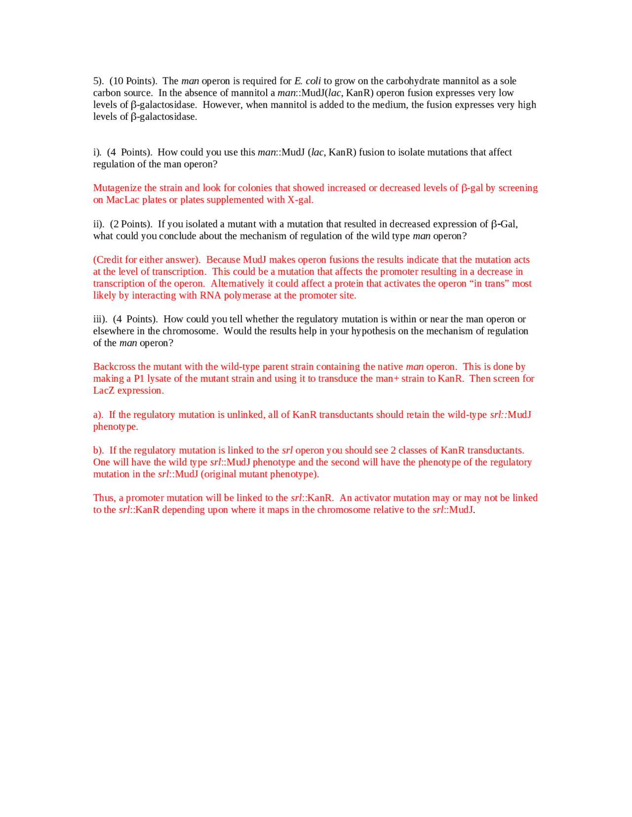 Solution Of Practice Exam 3 Microbial Genetics Mcb 421 Docsity