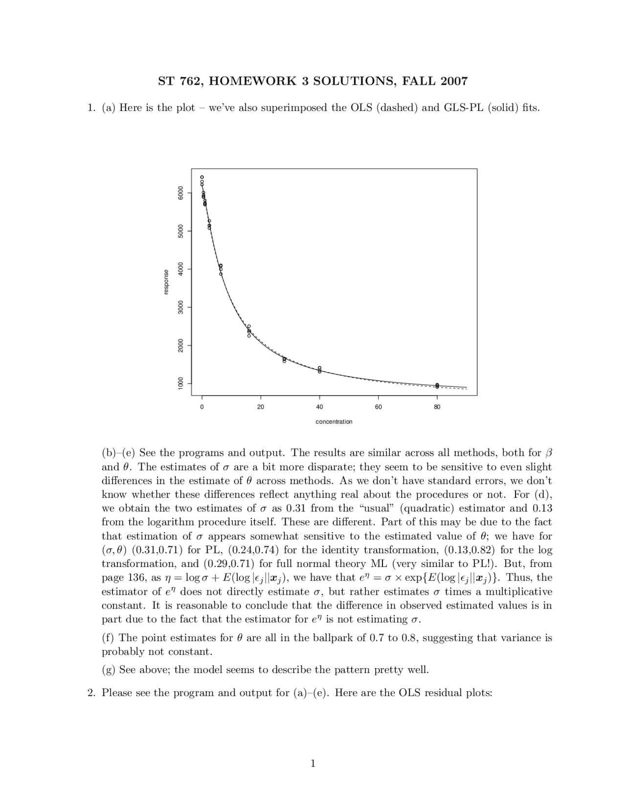 Homework 3 With Solutions For Nonlinear Statistical Models St 762