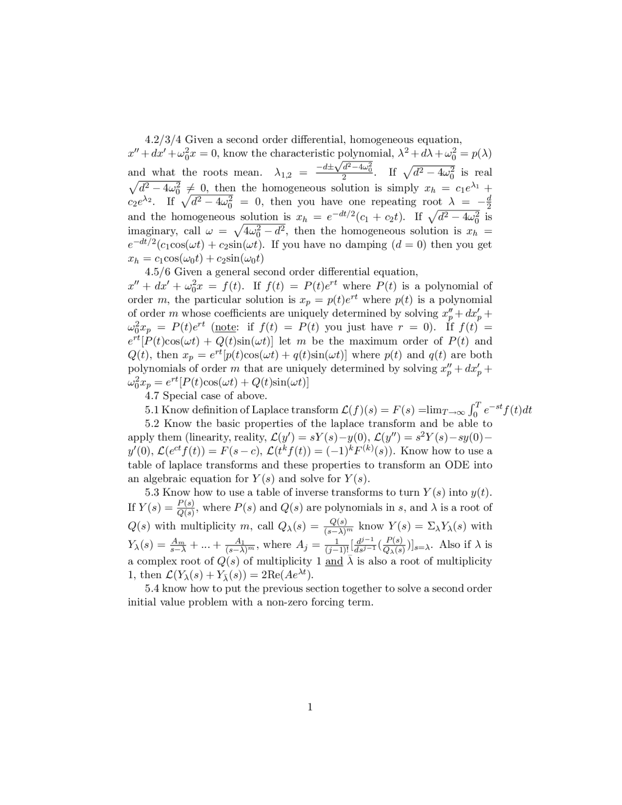 Notes on Second Order Differential, Homogeneous Equation | MATH 340 ...