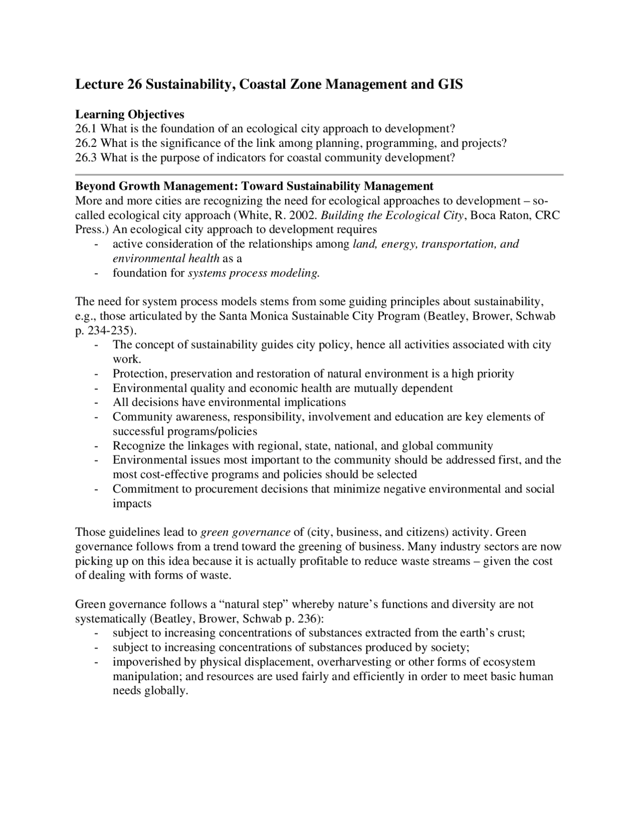 Notes On Sustainability Coastal Zone Management And Gis Geog 460