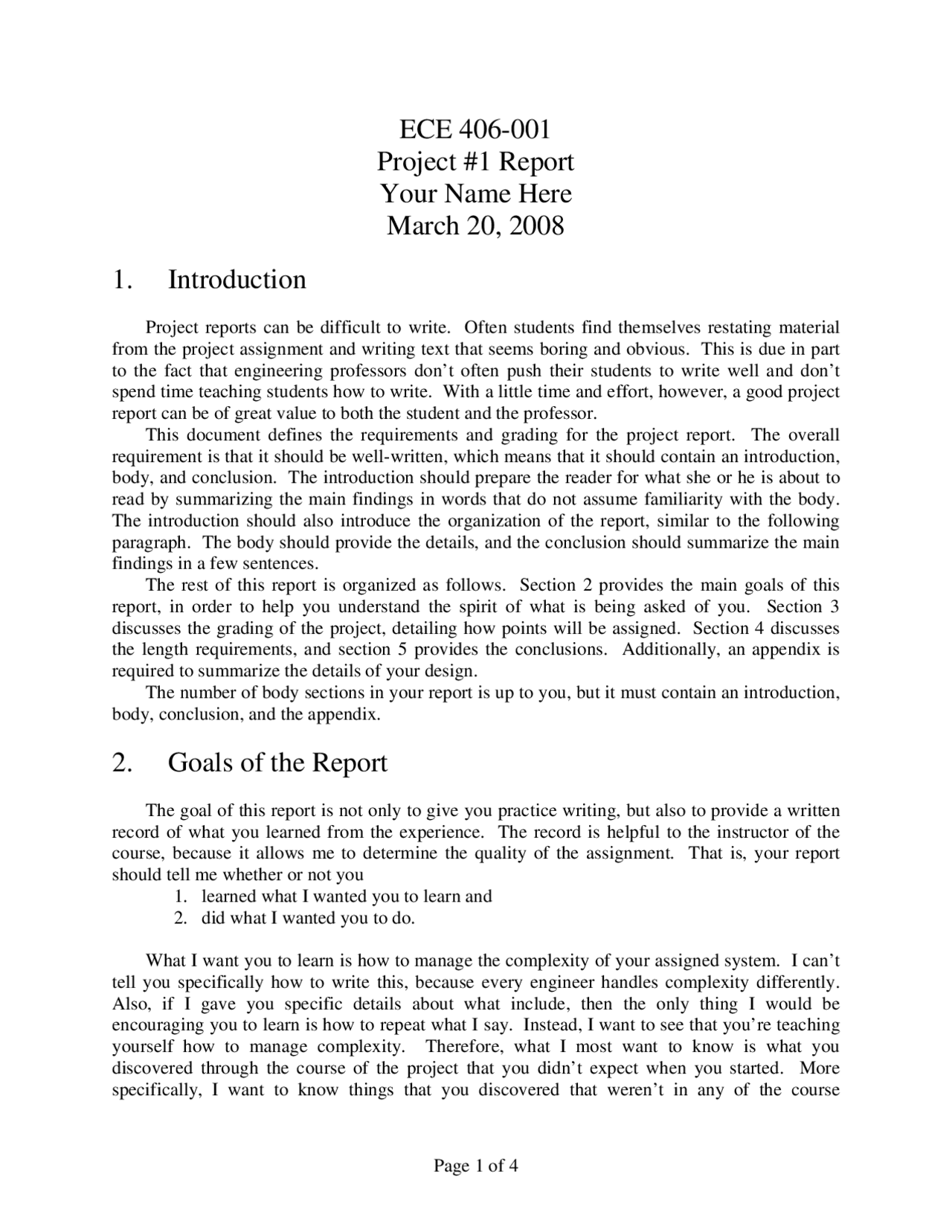 Project 1 Report - Design of Complex Digital Systems | ECE 406 - Docsity