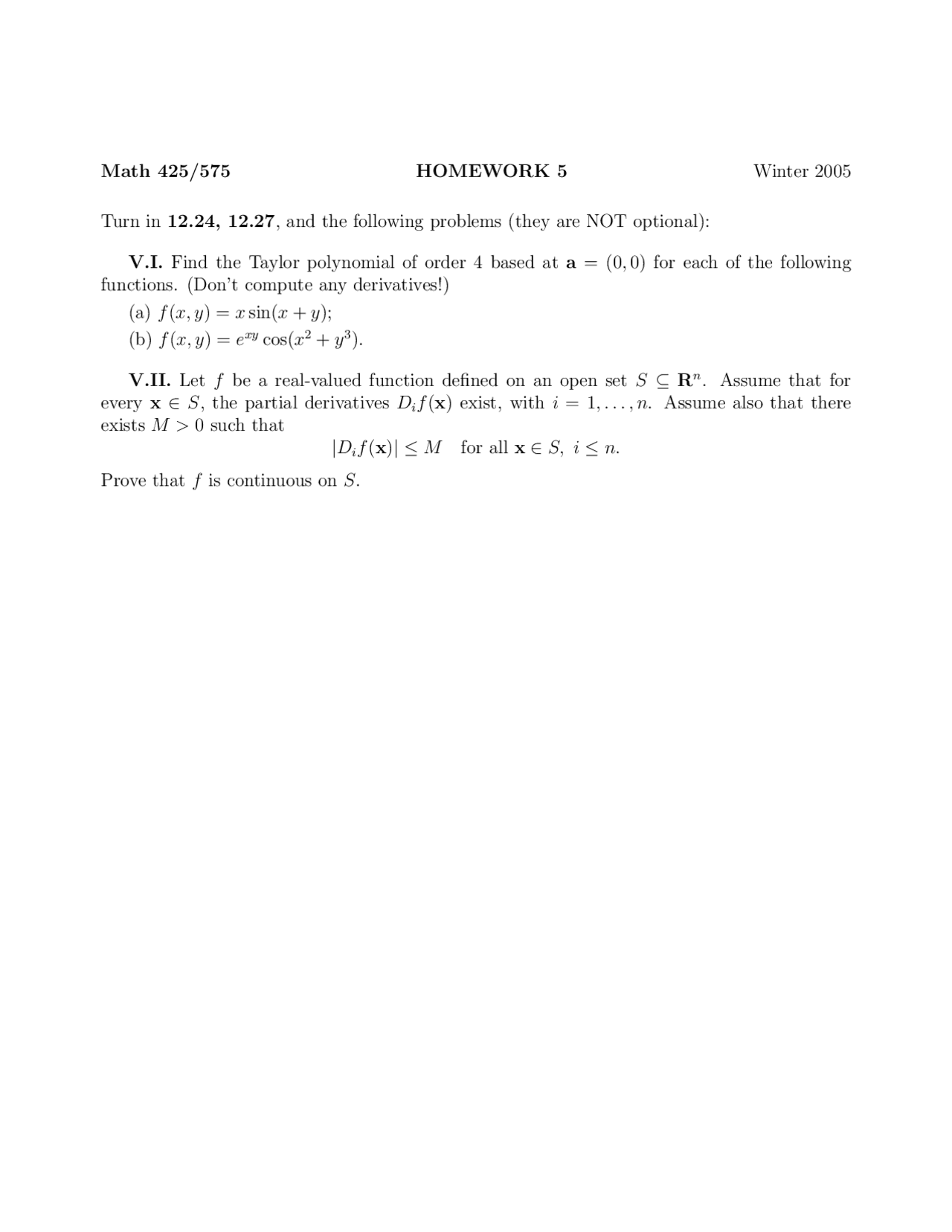 Homework 5 Questions - Fundamental Concepts of Analysis | MATH 425 ...