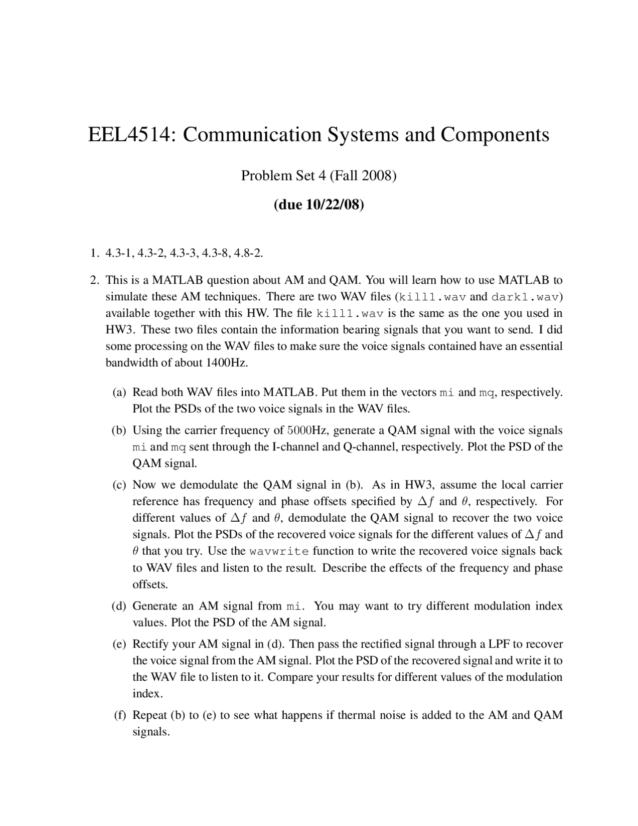 2 Problems On Communication And Components Of System Assignment Eel