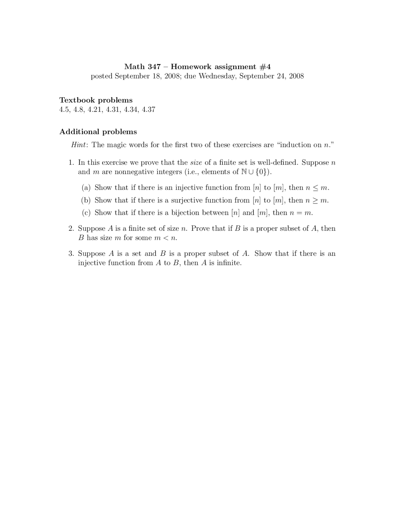 3 Questions On Fundamental Mathematics Assignment 4 Math 347 Docsity