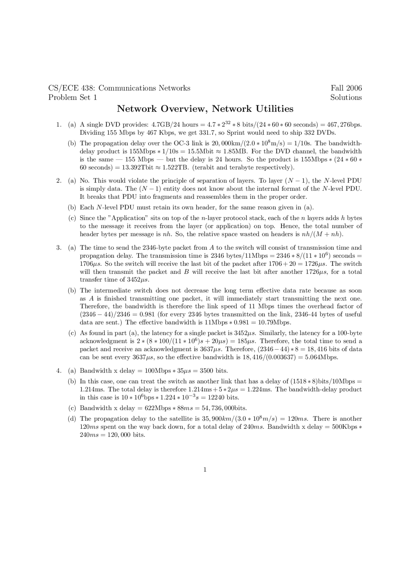 Network Overview and Utilities in Communication Networks - Assignment | CS 438 - Docsity