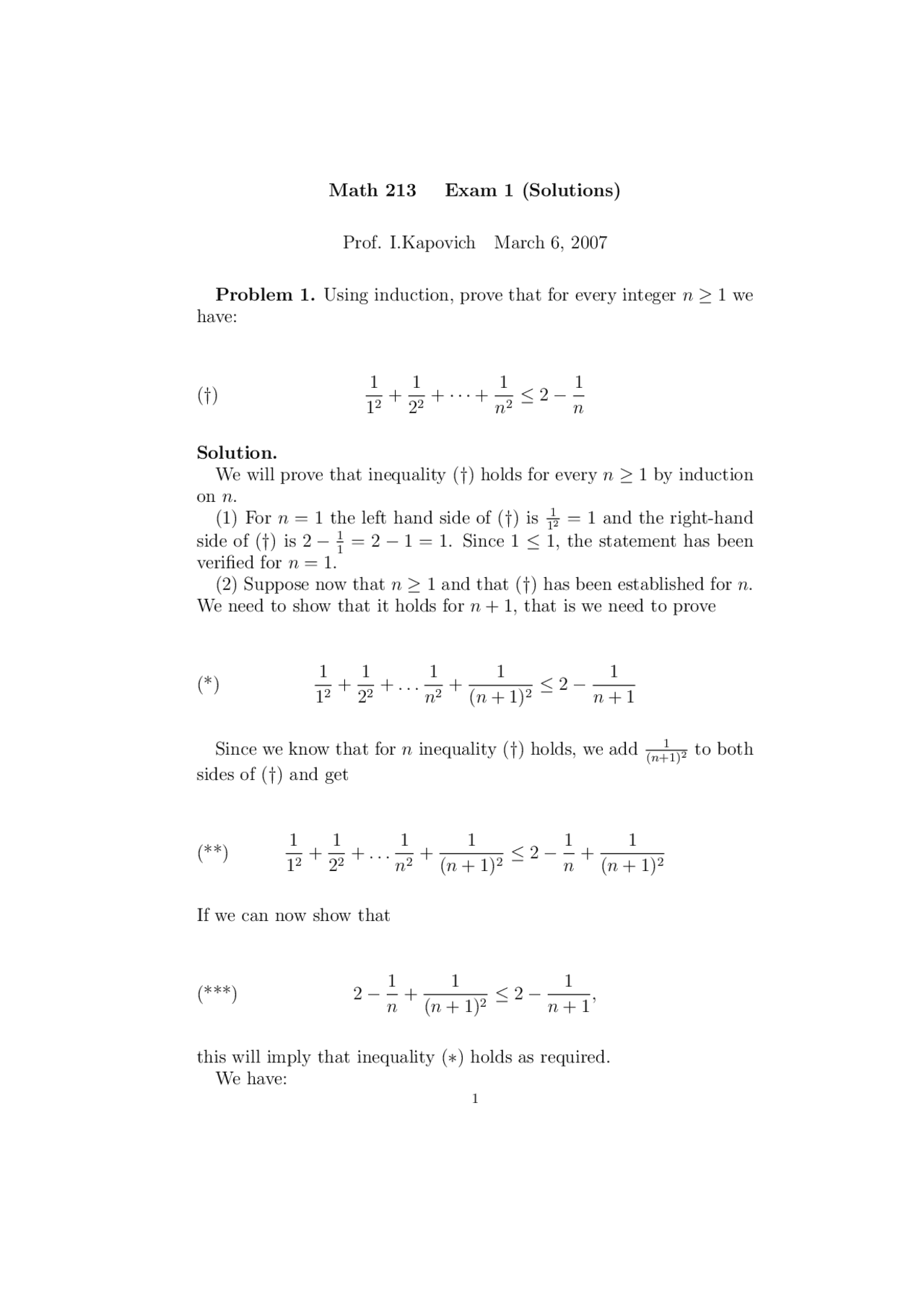 5 Problems With Solutions Basic Discrete Mathematics Examination 1