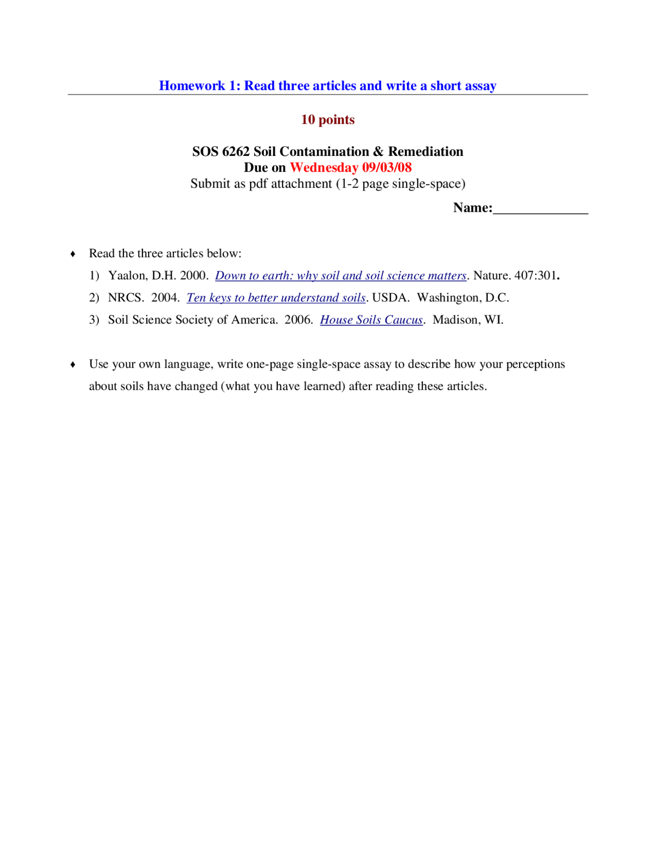 Read Three Articles and Write a Short Essay - Homework 1 | SOS 6262 ...