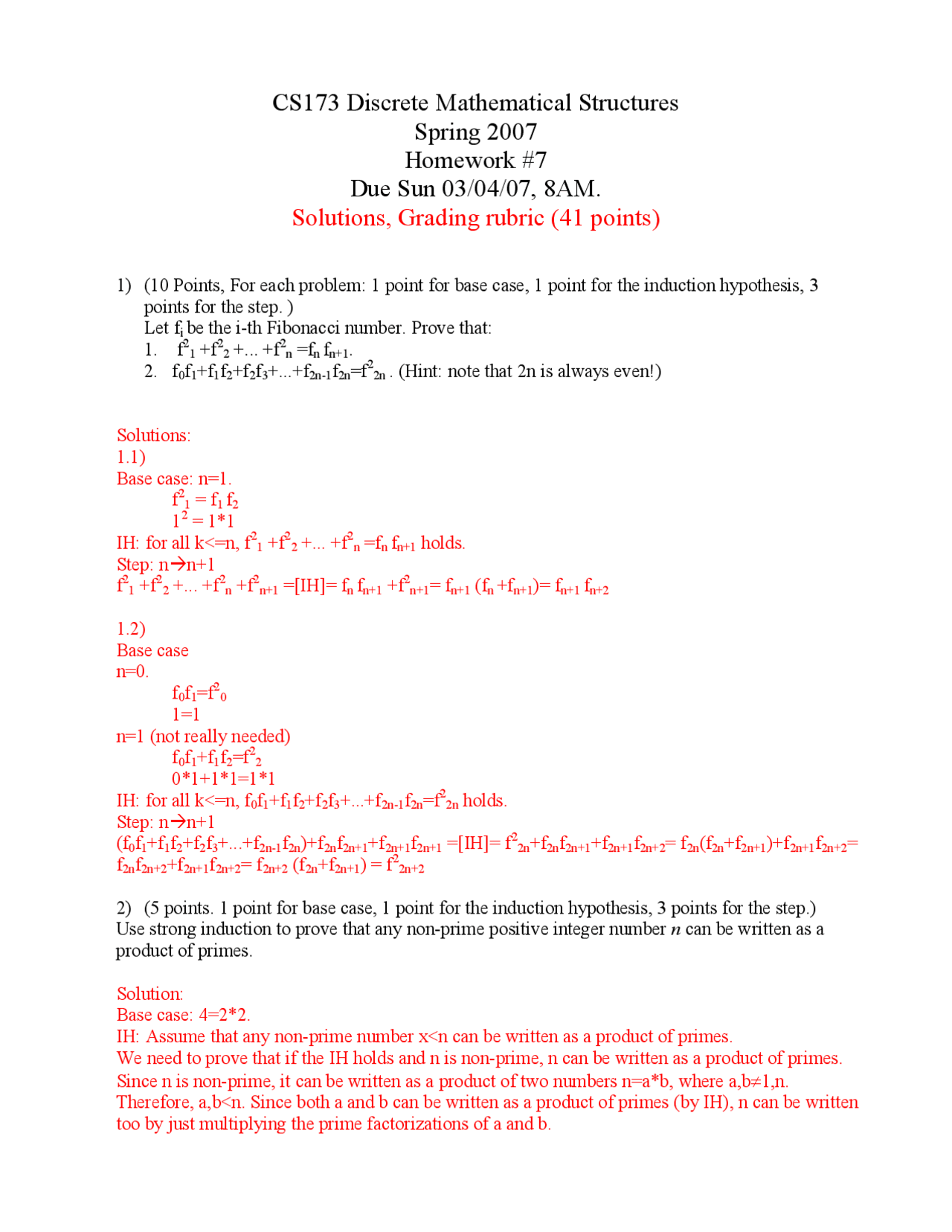 Solutions Assignment 7 Discrete Structures Cs 173 Docsity