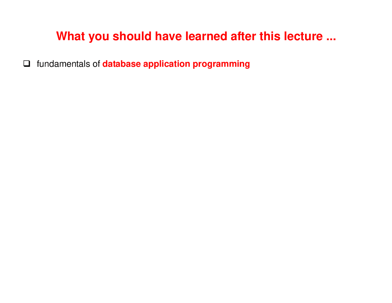 Fundamentals Of Database Application Programming Cop 5725 Docsity