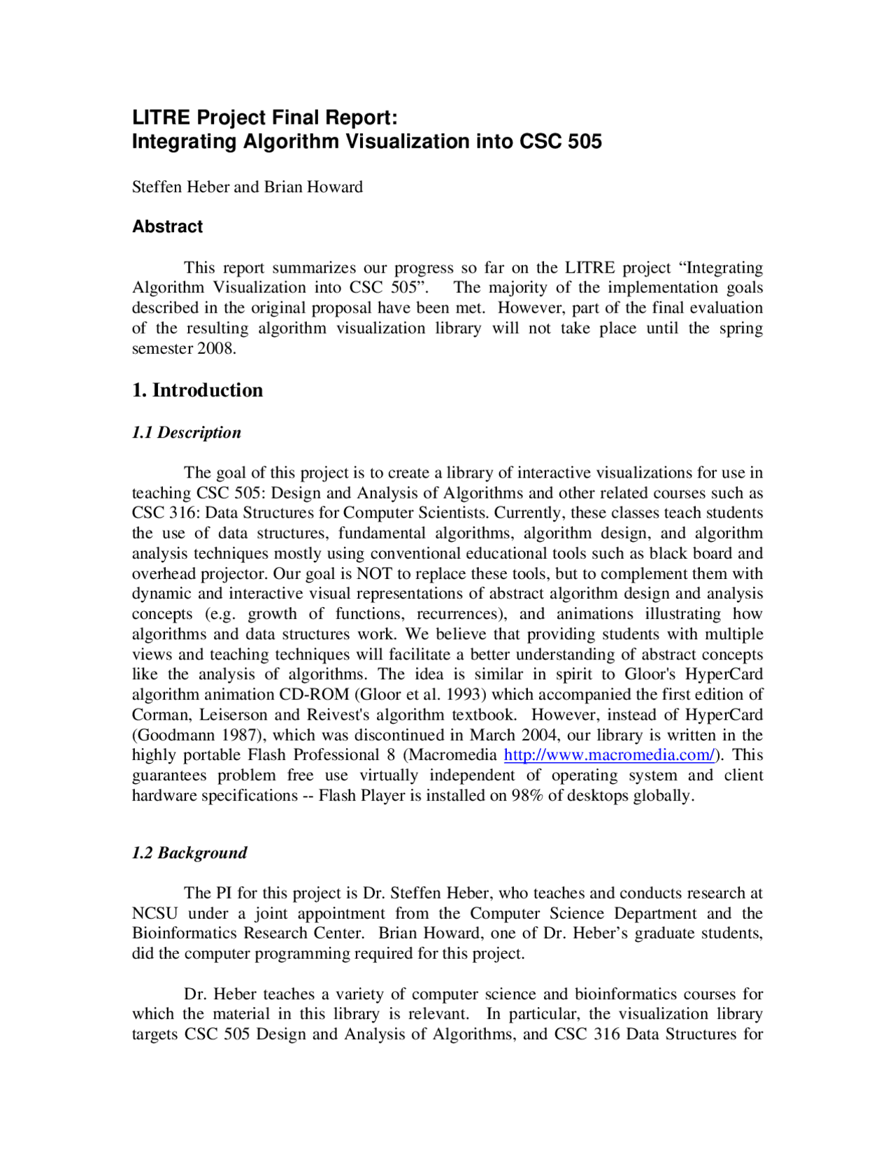Integrating Algorithms Visualization - Project Final Report | CSC 505 ...