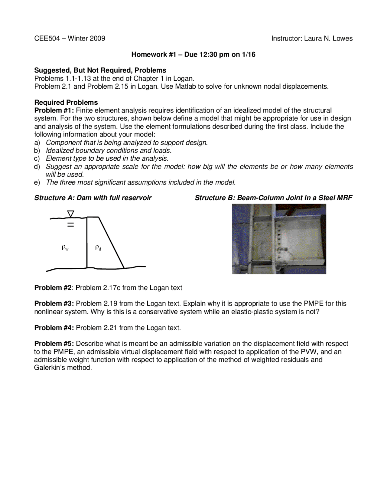 5 Questions In Homework 1 For Finite Element Methods Cee 504 Docsity