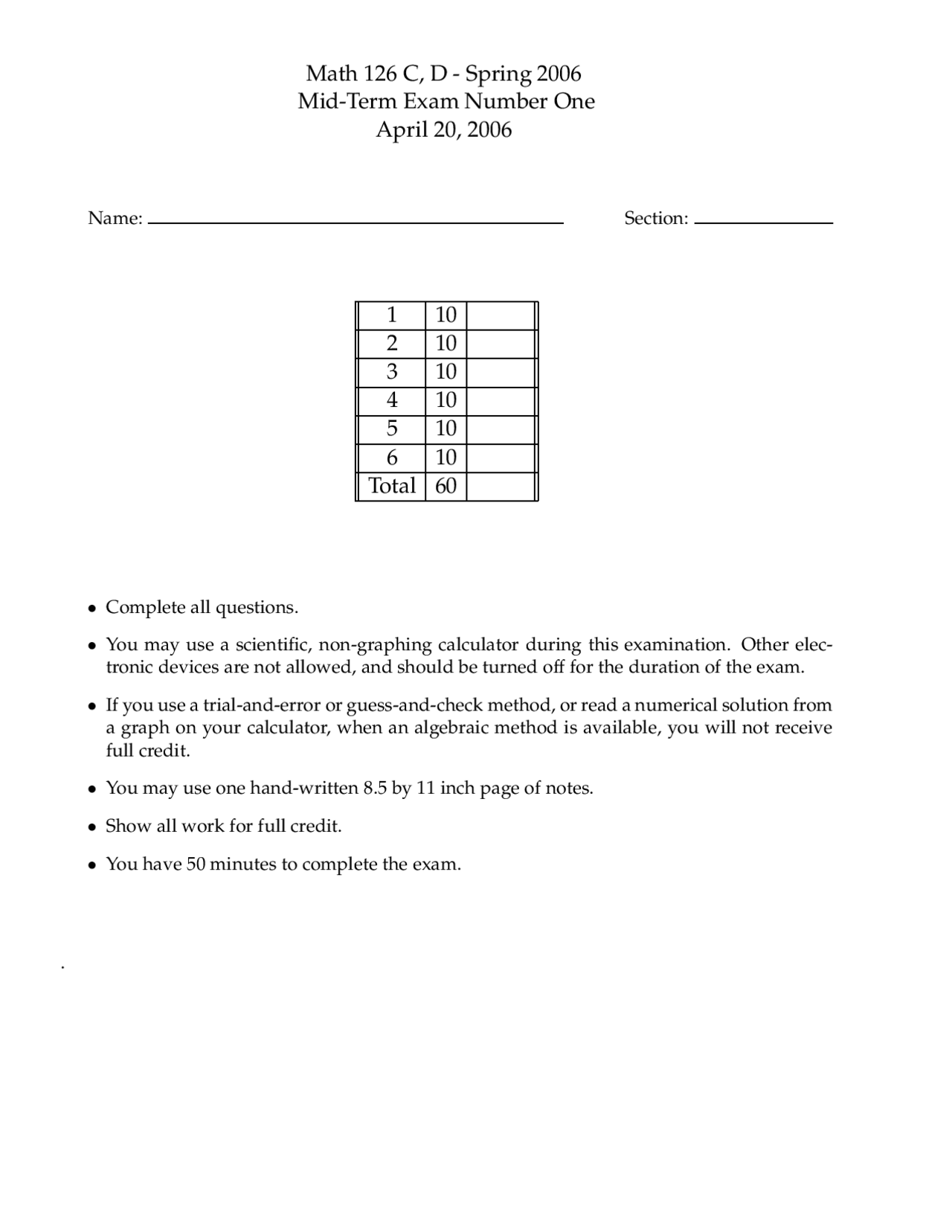 Calculus And Analytical Geometry Iii Midterm Exam Math 126 Docsity