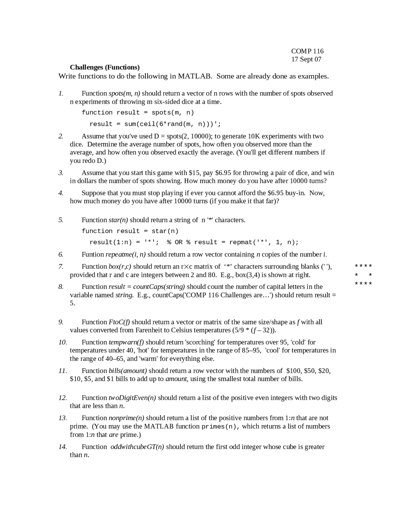 Challenges Assignment Introduction To Scientific Programming Comp