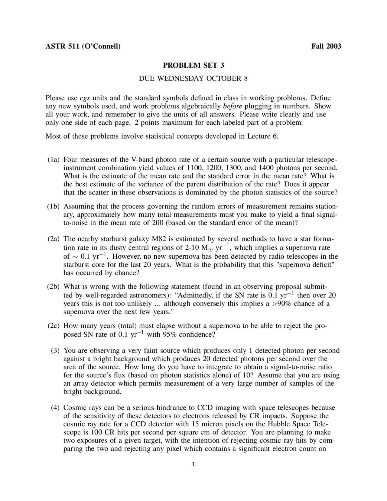 Astronomical Techniques Problem Set 3 Astr 5110 Docsity
