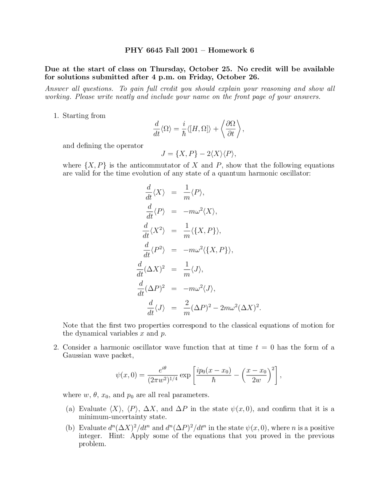 Quantum Field Theory I Homework 6 Questions Phy 6645 Docsity
