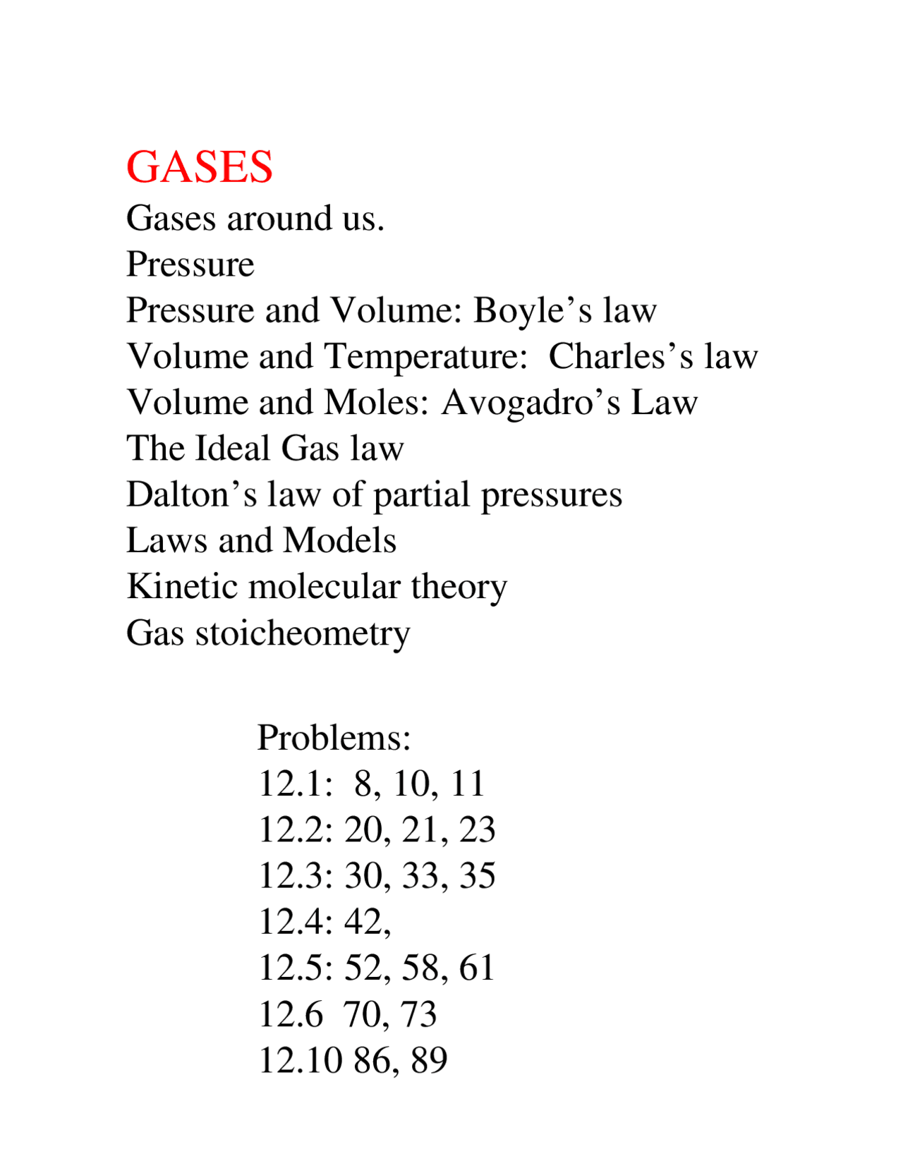 Lecture Notes On Gases Introduction To General Chemistry Chem 110