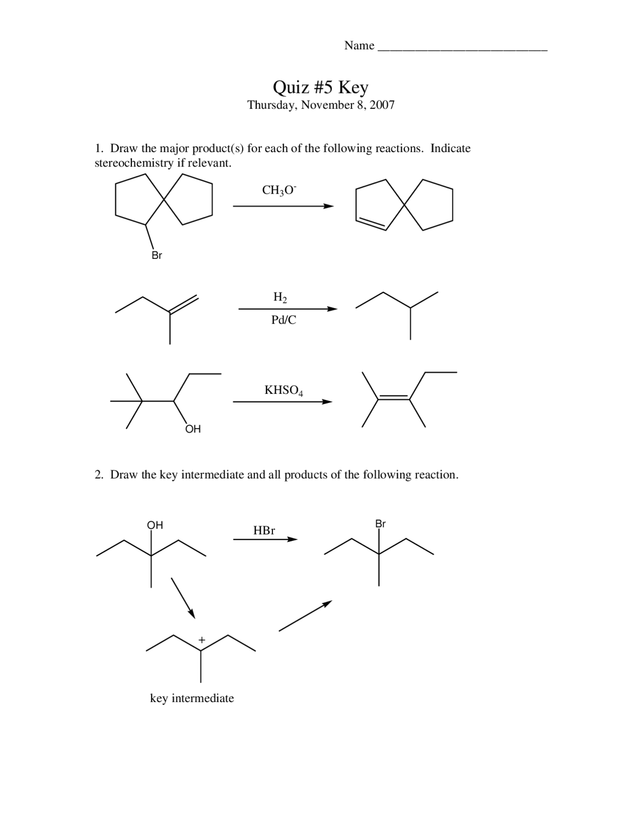 2 Solved Questions in Organic Chemistry - Quiz 5 | CHEM 237 | Quizzes ...