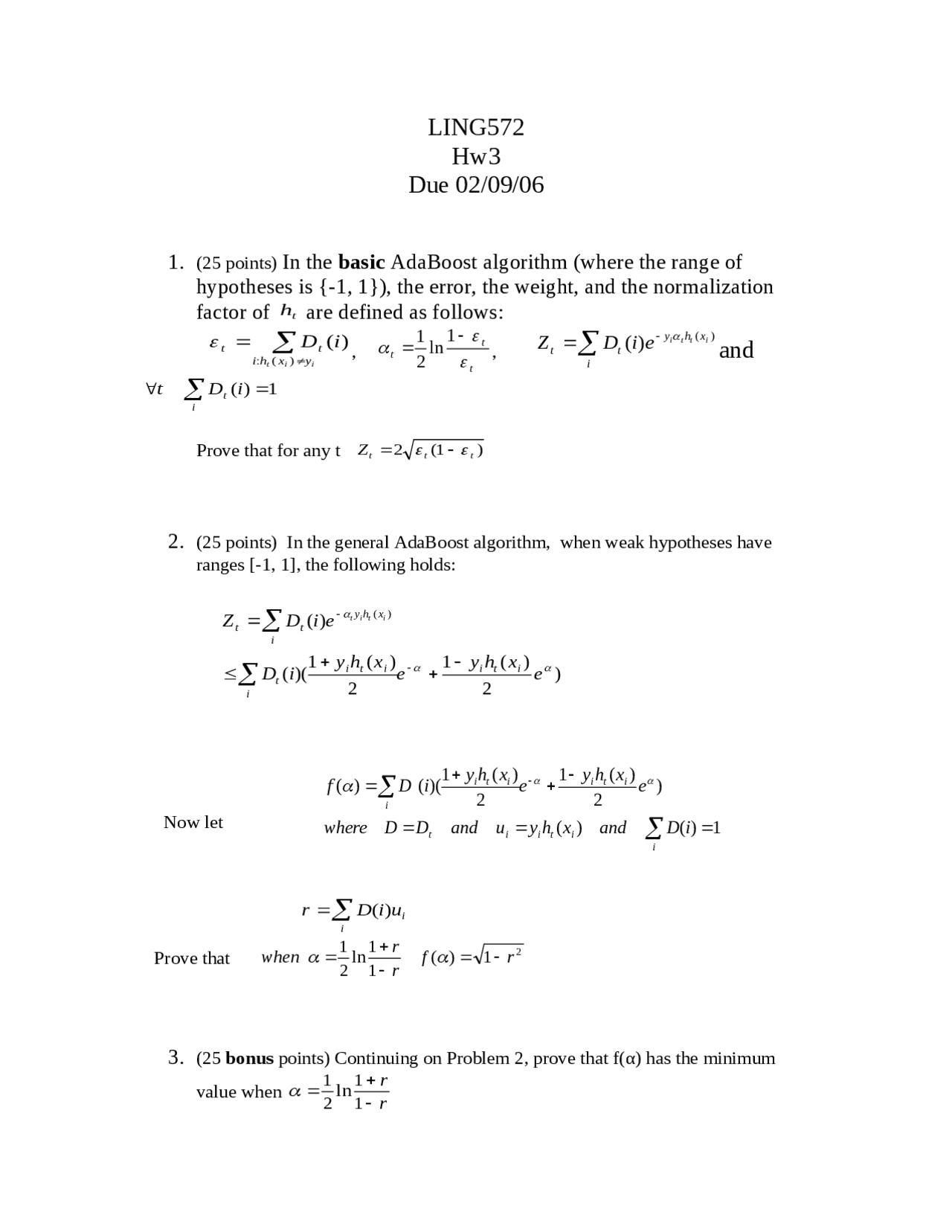 Homework 3 With Solutions Advanced Statistics And Natural Language