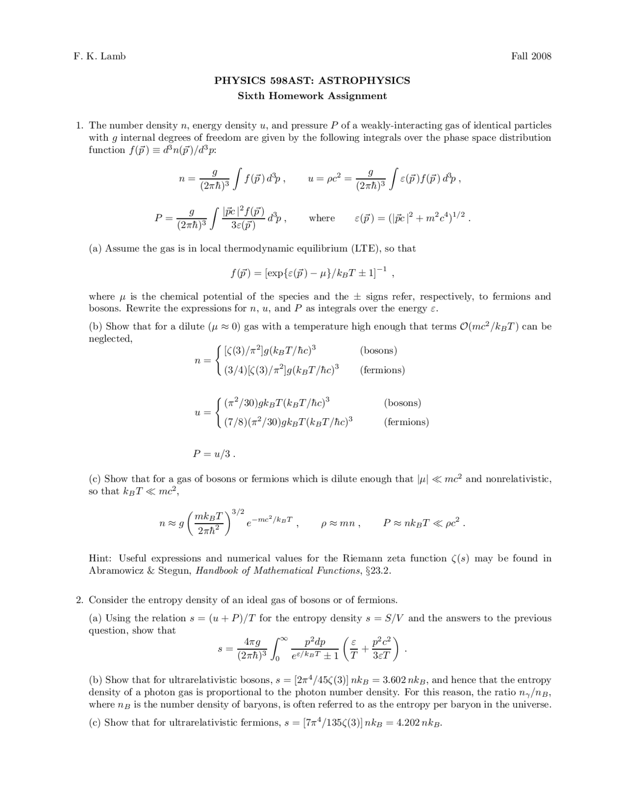 4 Question For Assignment 6 Elastic Waves Phys 598 Docsity