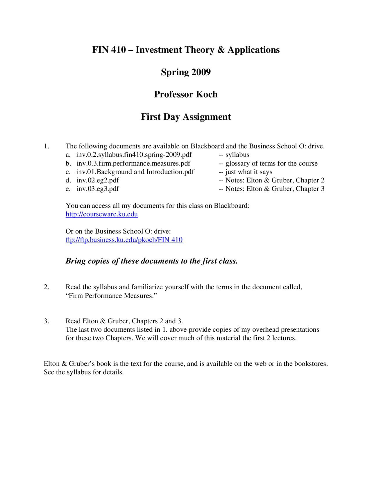 Assignment 1 For Investment Theory And Applications Fin 410 Docsity
