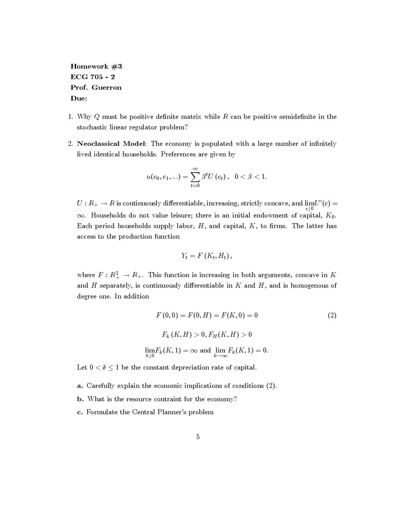 Macroeconomics Ii Assignment 3 Problems Ecg 705 Docsity