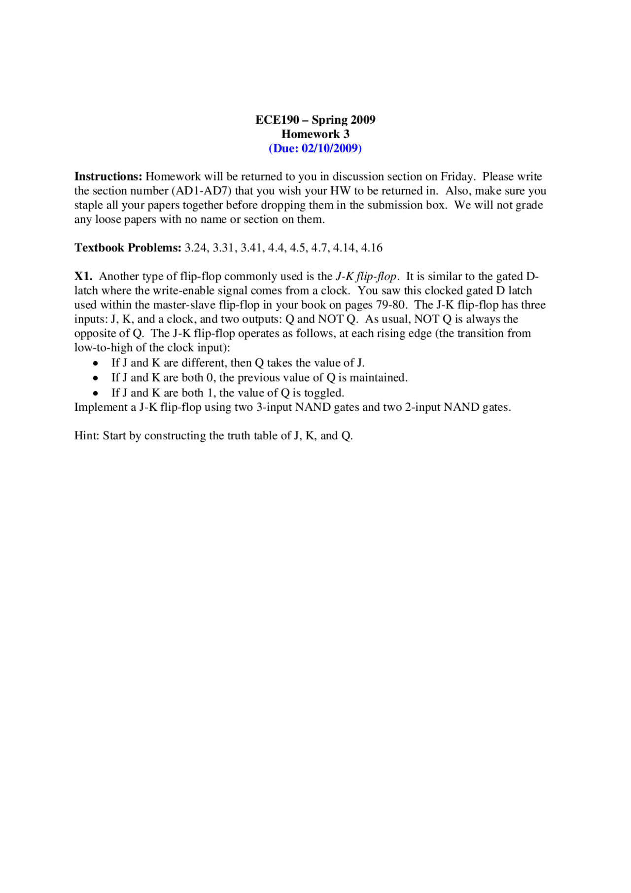 Homework 3 For Introduction To Computing Systems Ece 190 Docsity