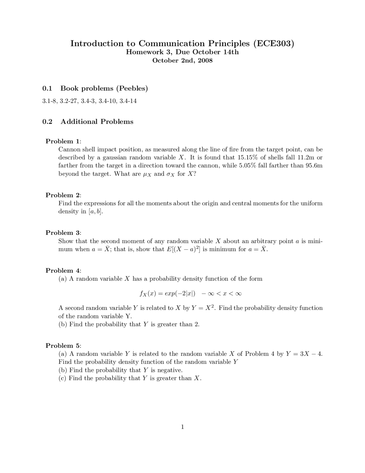 5 Problems On Introduction To Communications Principles Homework 3