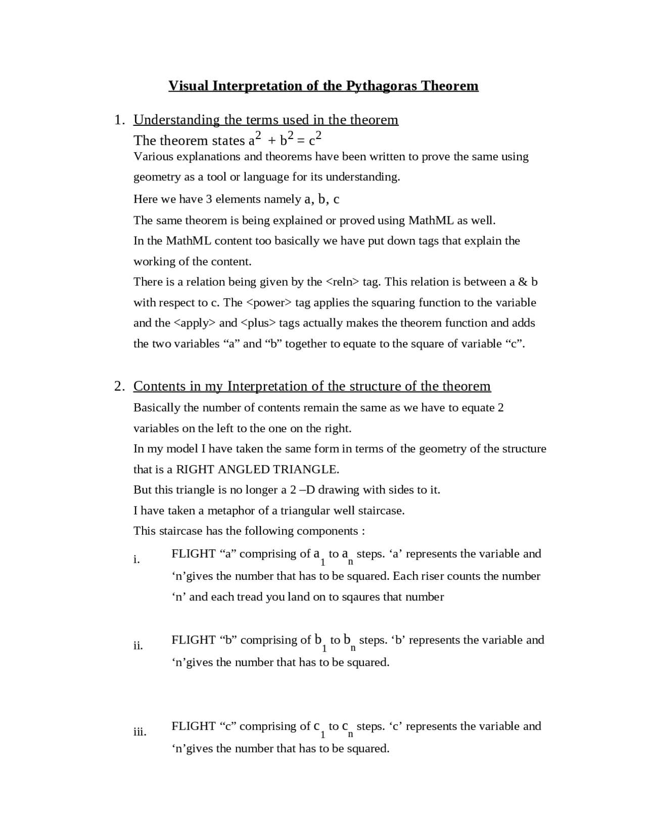 Visual Interpretation of the Pythagoras Theorem | CIS 4930 - Docsity