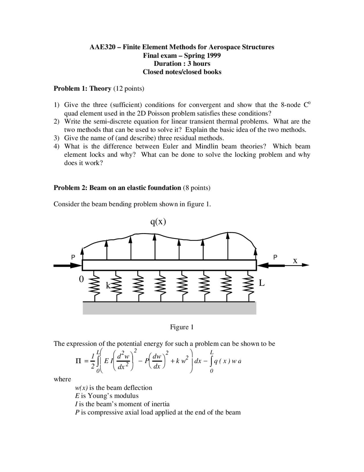 4 Solved Problems On Finite Element Analysis Final Exam Ae 420 Docsity
