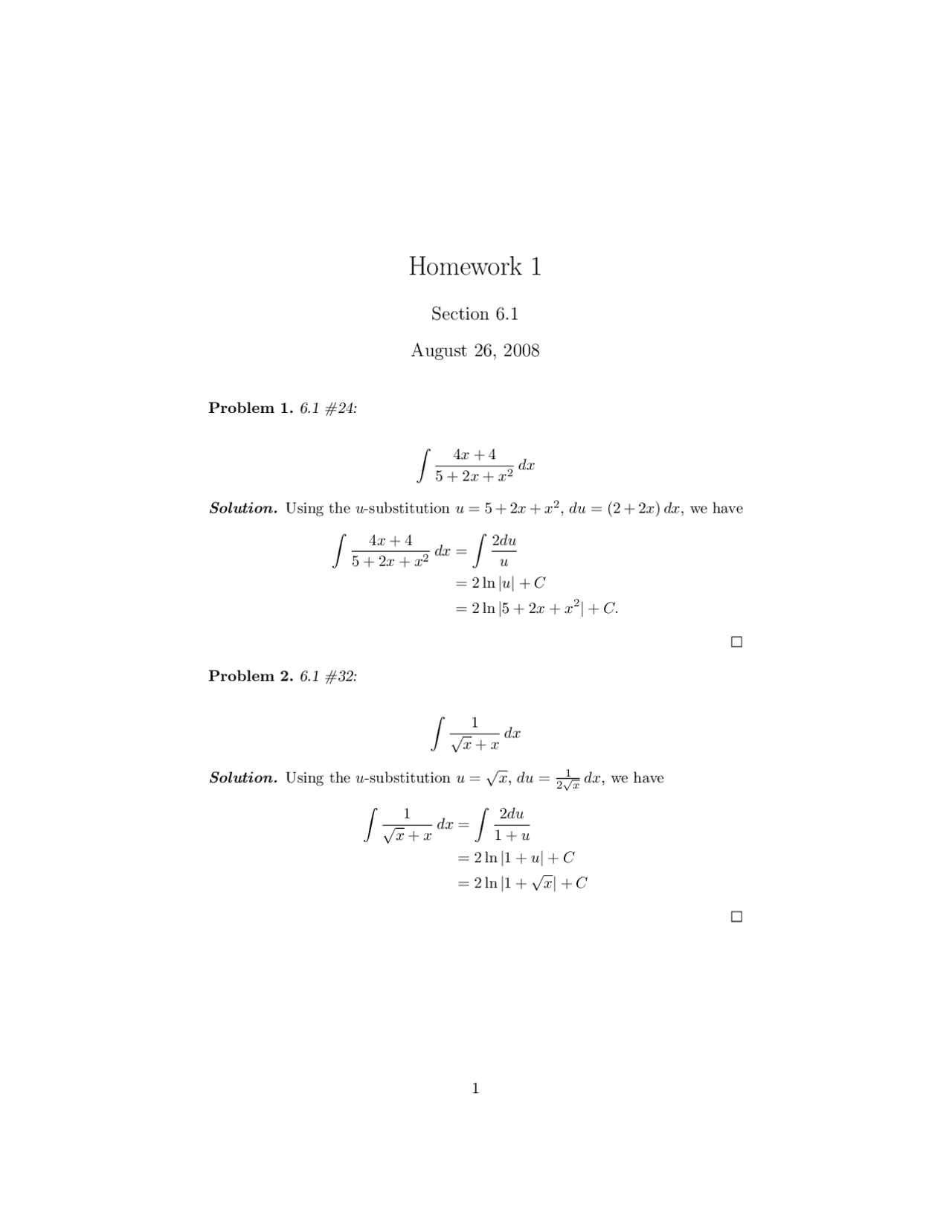 Problems With Solutions For Assignment 1 Calculus I Math 231 Assignments Calculus Docsity