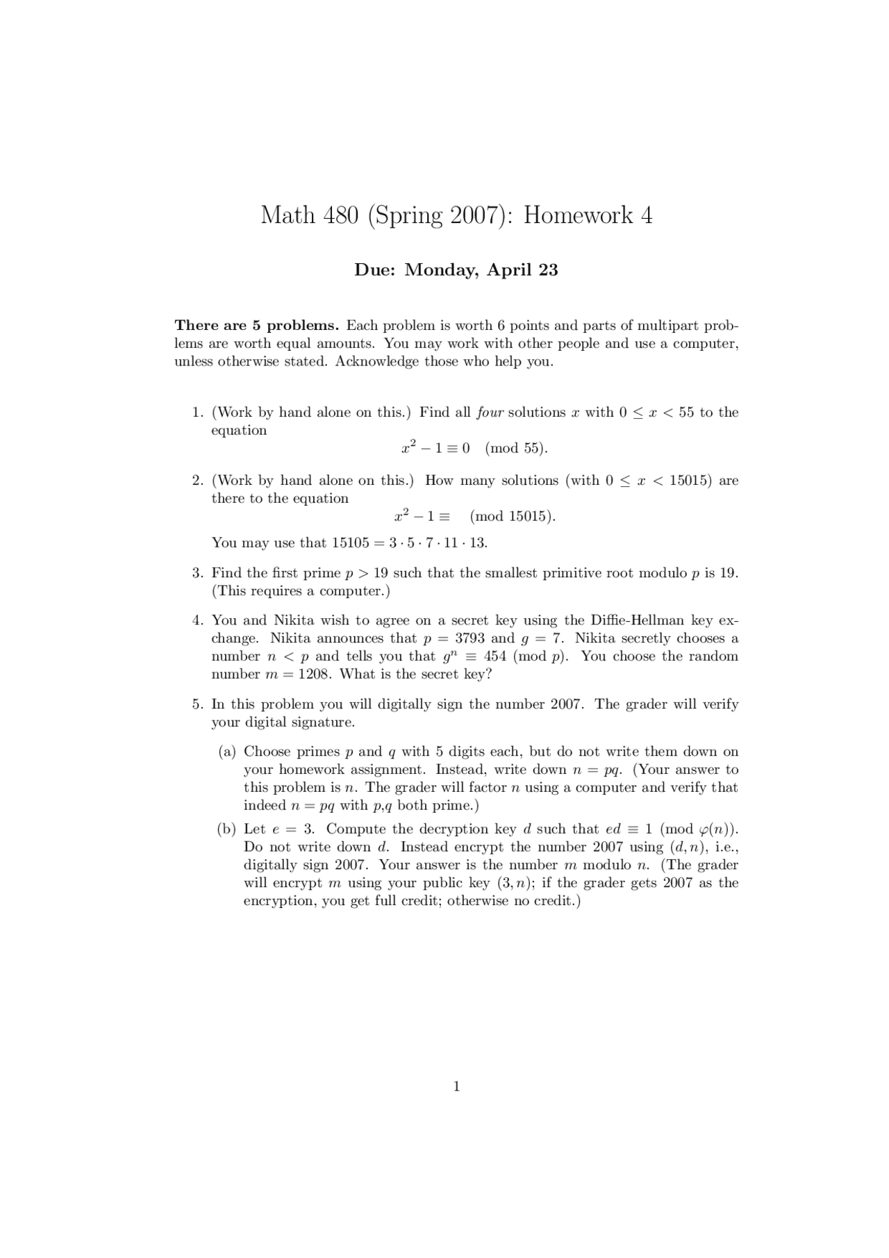 Homework 4 Problems For Introductory Mathematical Analysis Math 480