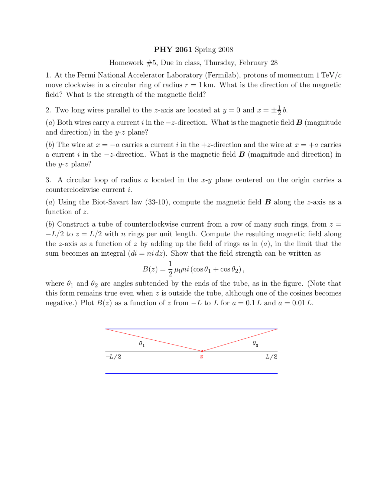 Homework 5 Problems For Enriched Physics Calculus Ii Phy 2061 Docsity
