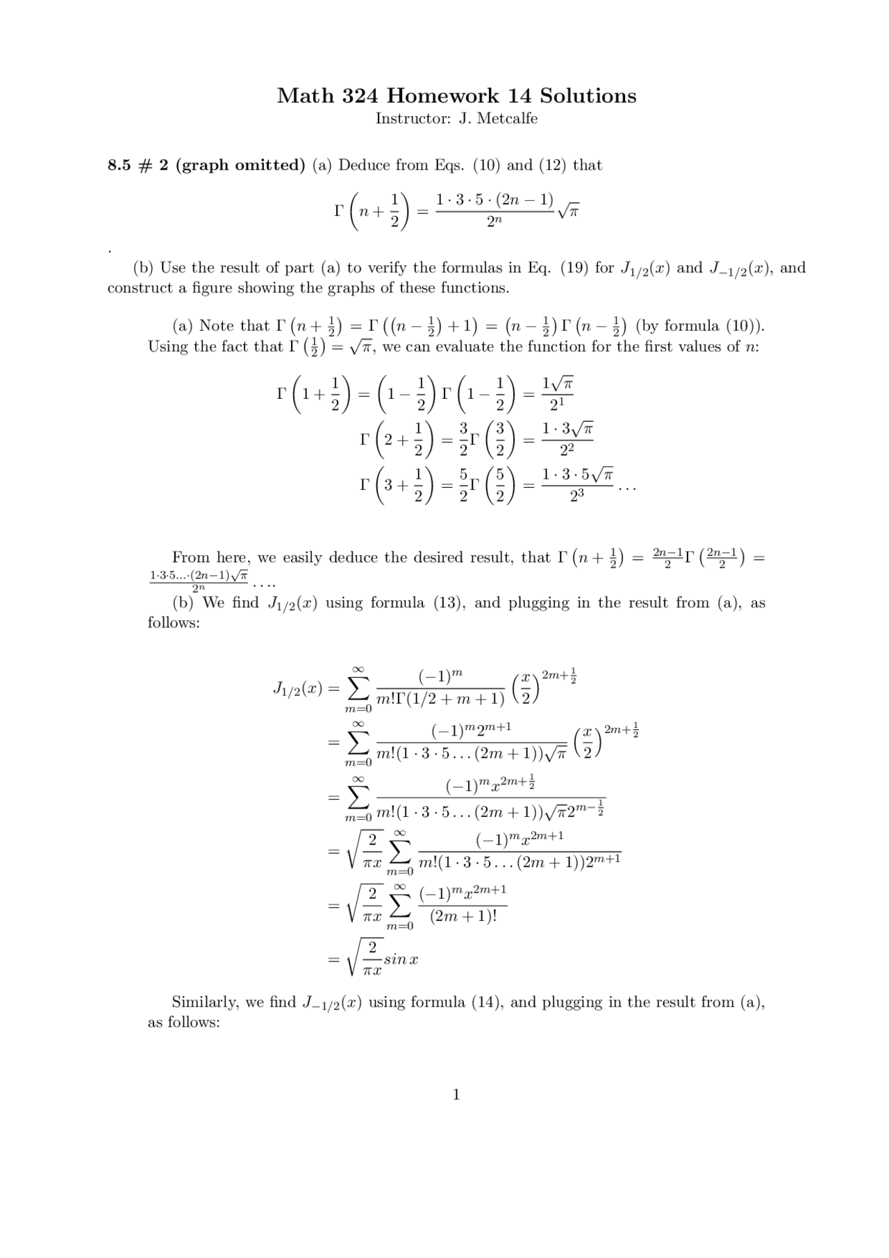 Homework 14 With Solutions Elementary Differential Equations Math