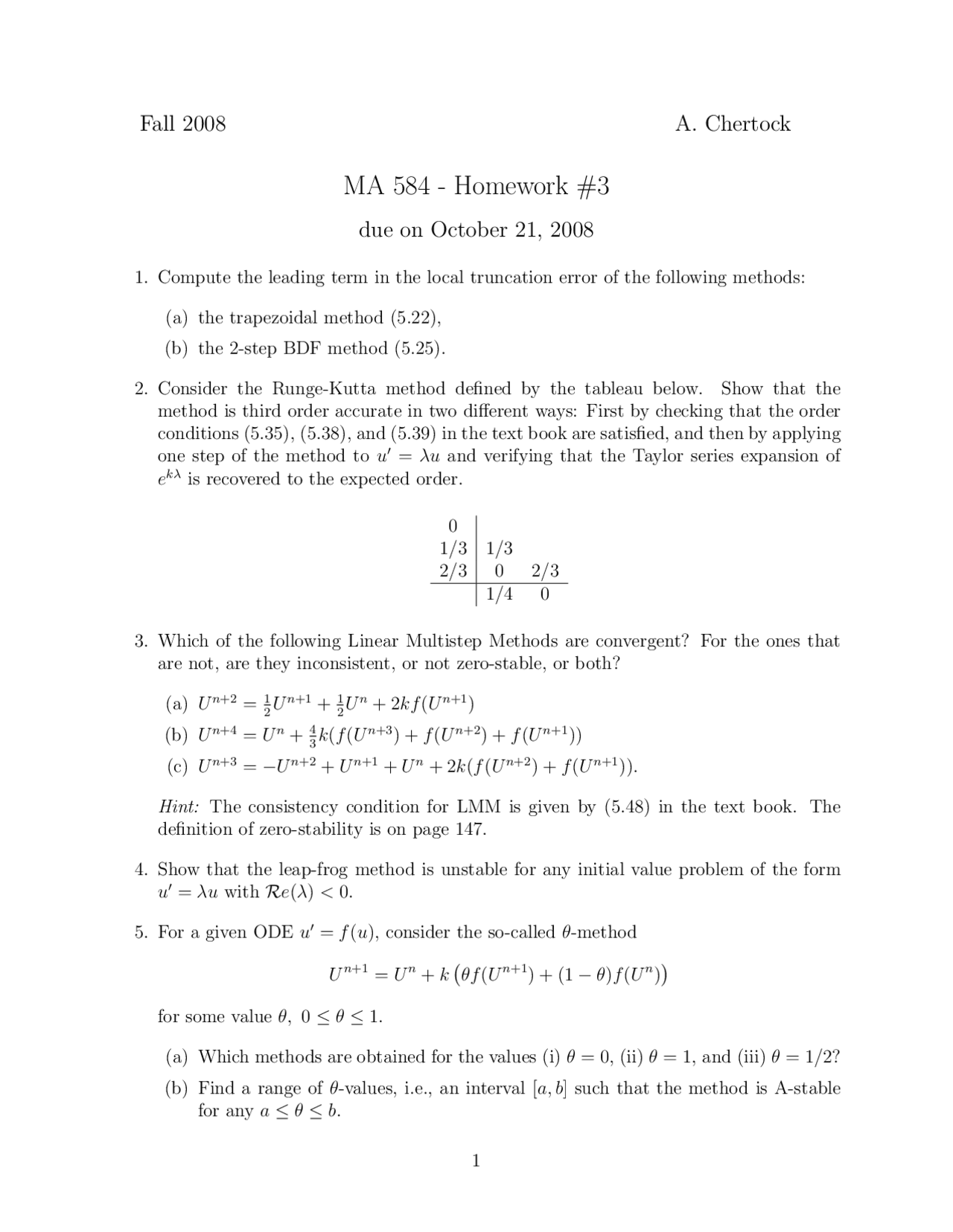 Homework 3 Numerical Solution Of Partial Differential Equations Ma 584 Docsity