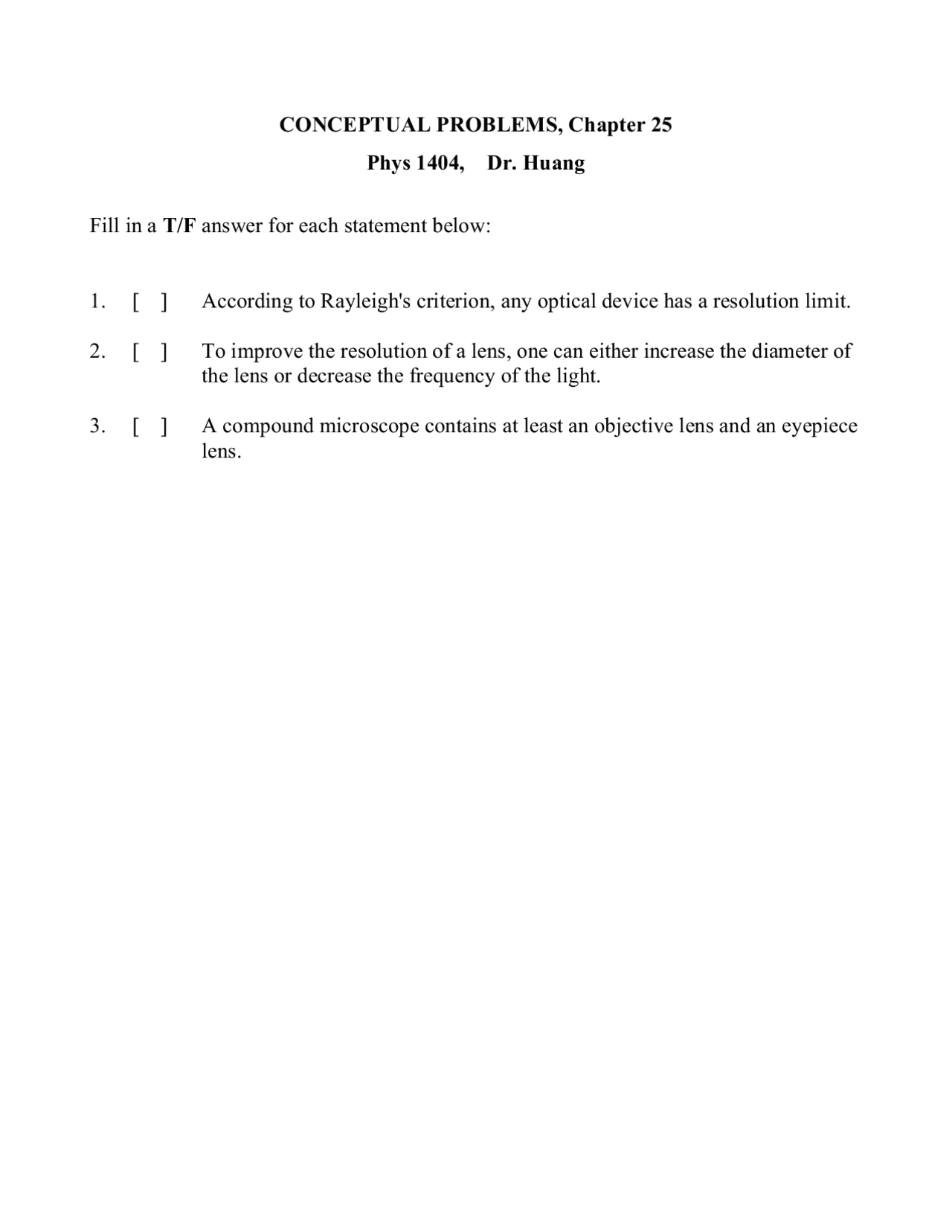 3 Problems On The Resolution Limit Assignment Phys 1404 Docsity